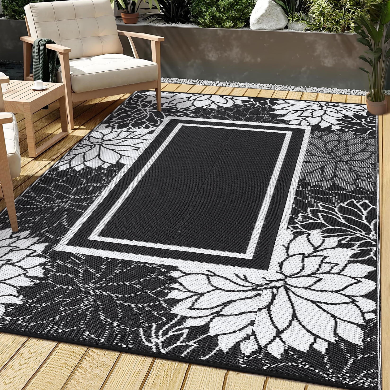 Garvee 8'x10' Outdoor Rug, Waterproof Reversible Plastic Straw Outside ...