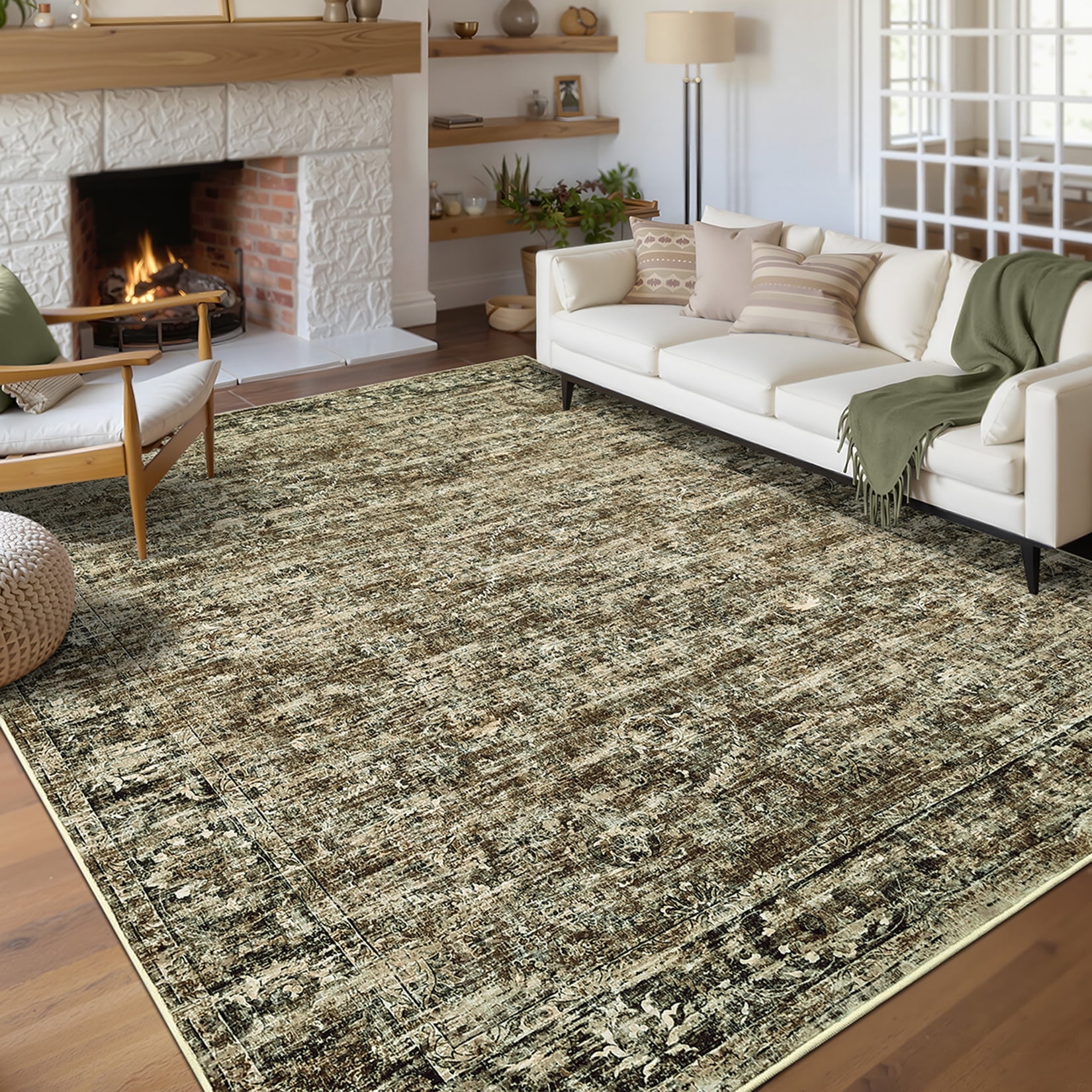Garvee 8'x10' Vintage Area Rugs Washable Rugs, Non Slip Low Pile Rug ...