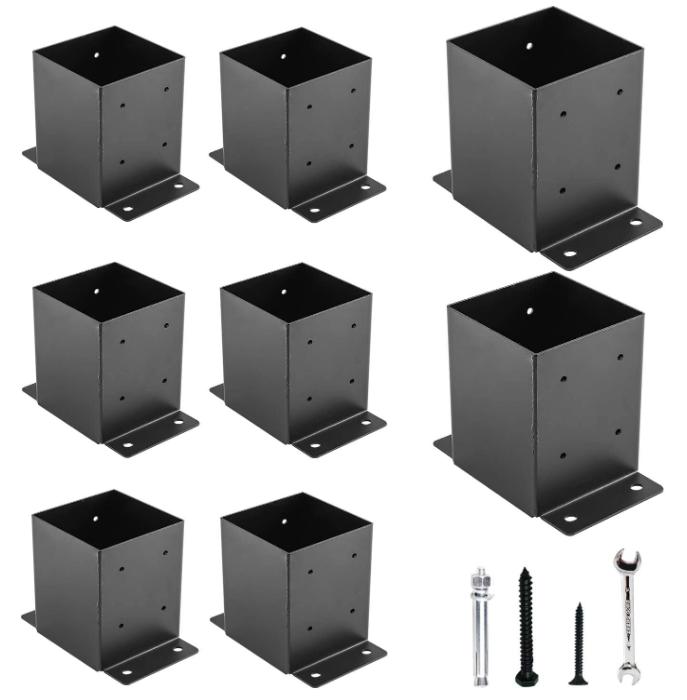 Garvee 8Pcs 4x4" Post Base, Heavy-Duty Post Bracket for Concrete & Wood ...