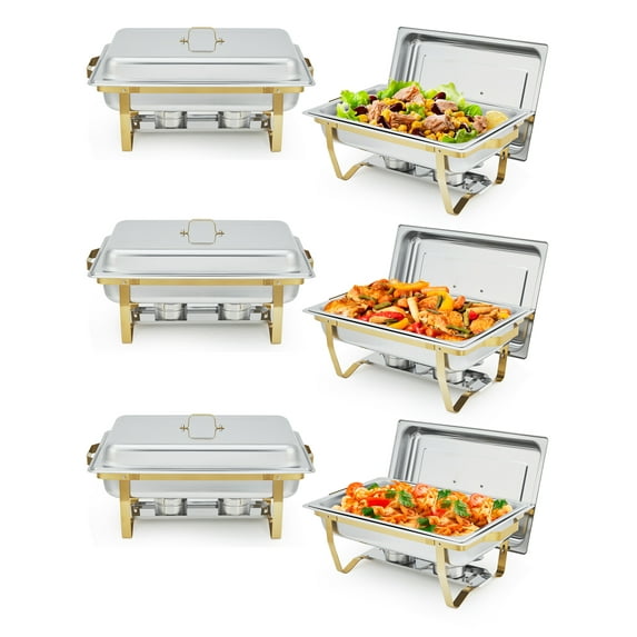 Garvee 8QT Rectangular Stainless Steel Chafing Dishes for Buffet Set of ...