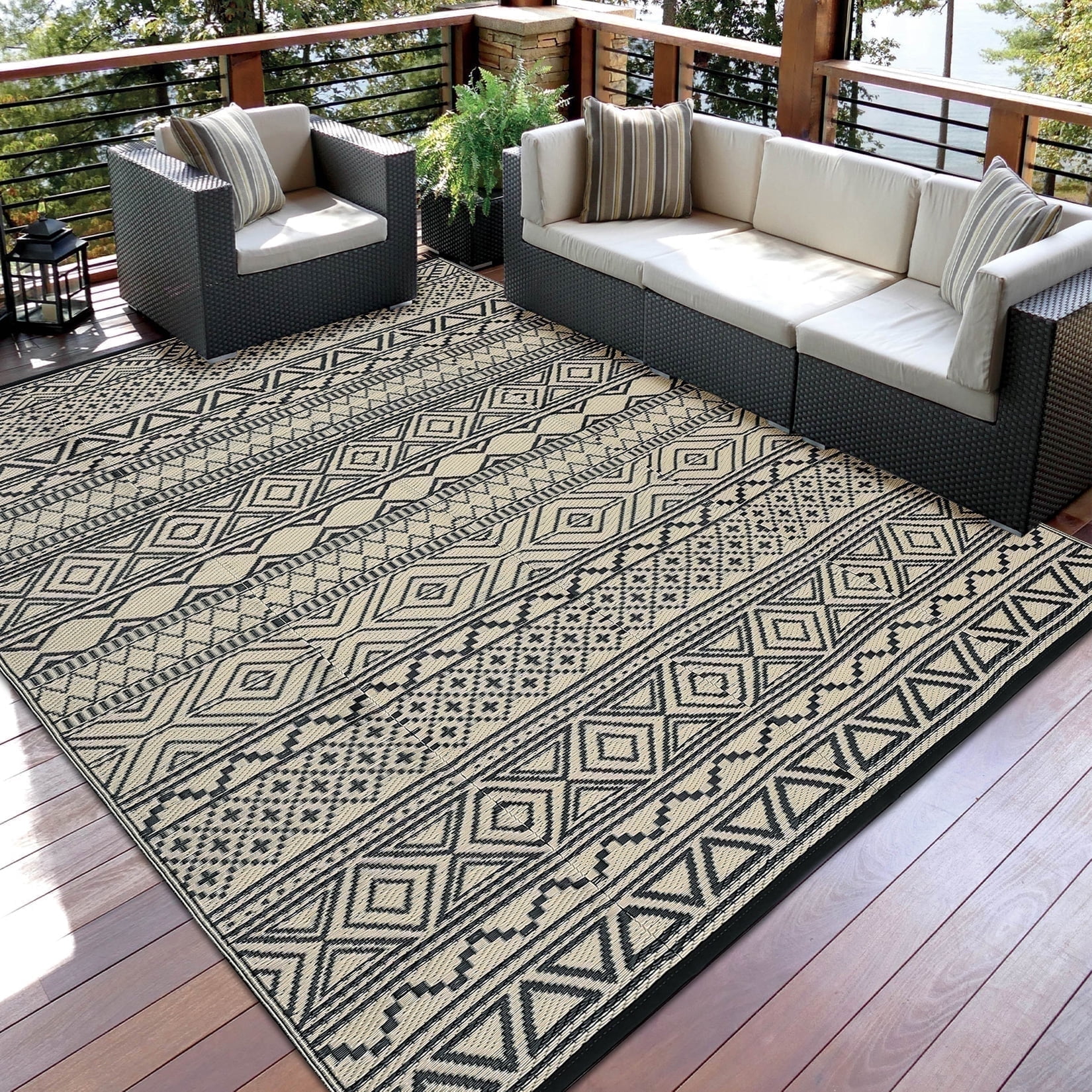 Garvee 8'x10' Plastic Outdoor Rugs, Bohemia Waterproof Straw Rug ...