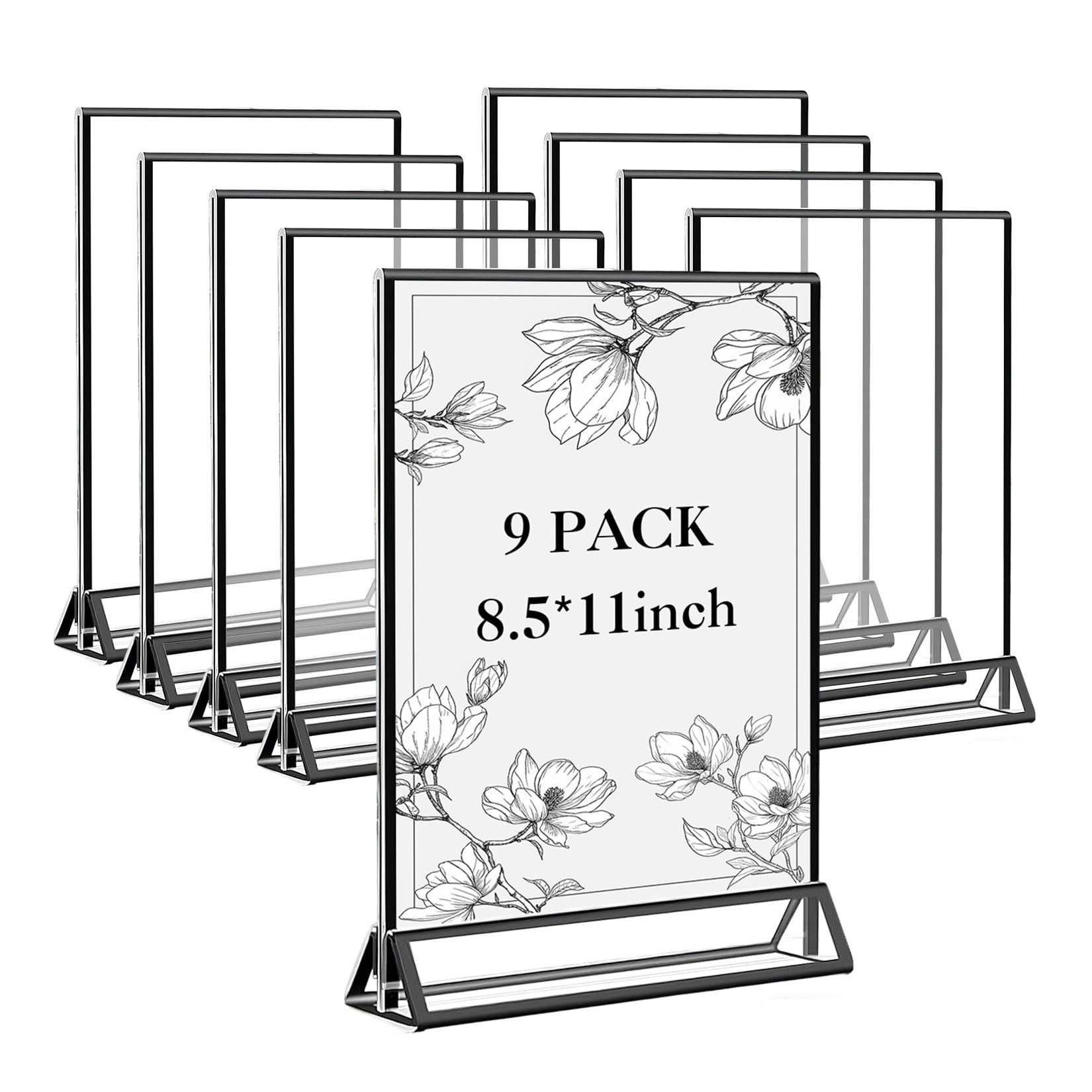 Garvee 9 Packs 8.5 x 11 Inch Acrylic Sign Holder with Black Frame ...