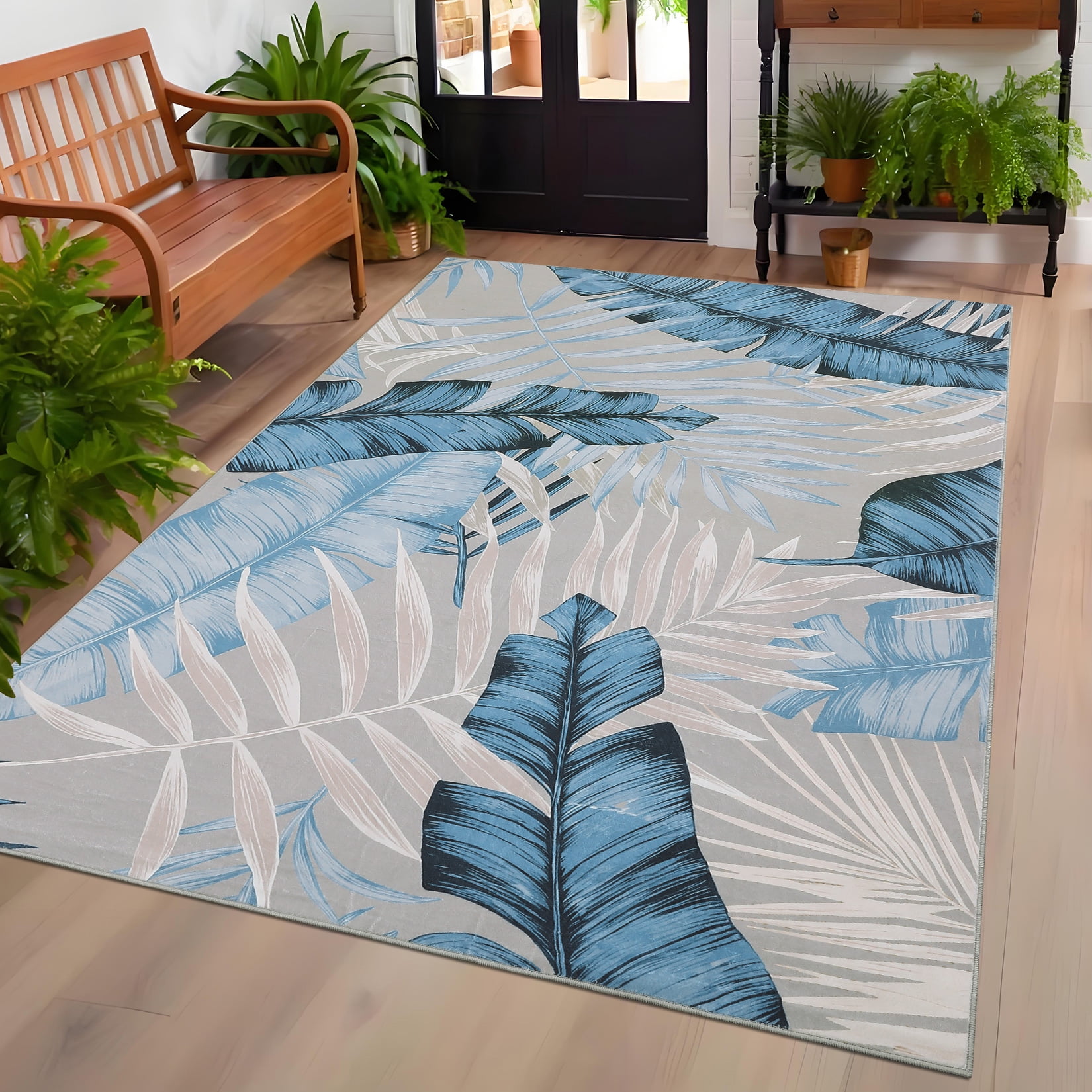 Garvee 9'x12' Large Area Rug Modern Tropical Area Rug Palm Leaf Floor ...