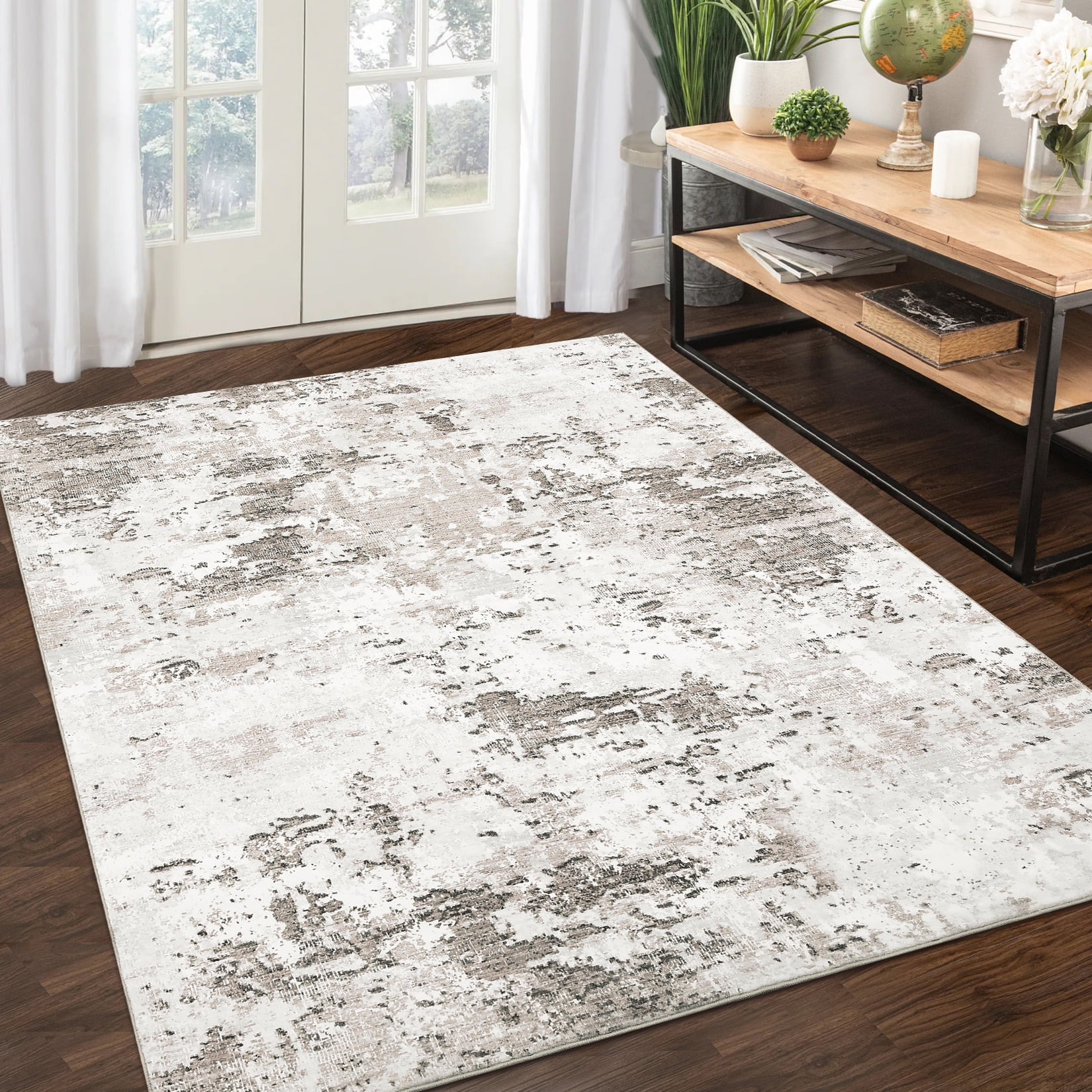 Garvee 9'x12' Modern Abstract Area Rug Washable Print Carpet, Splash ...