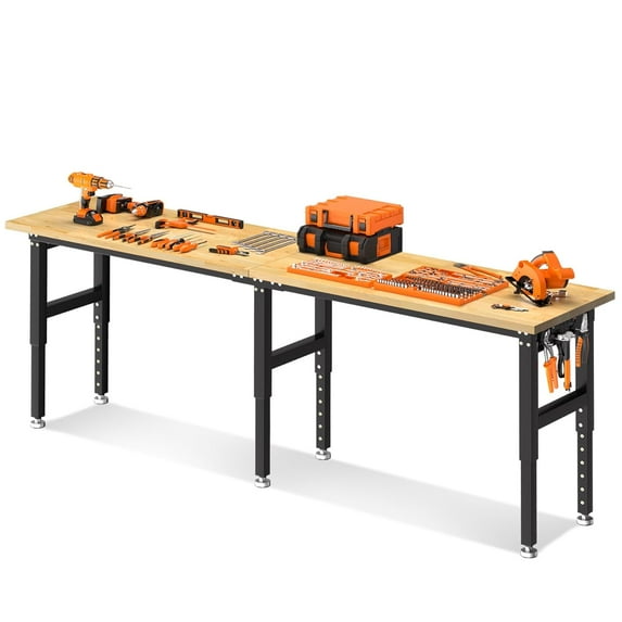 Garvee 96" Adjustable Workbench, 5000 Lb Capacity Heavy-Duty Work Bench ...