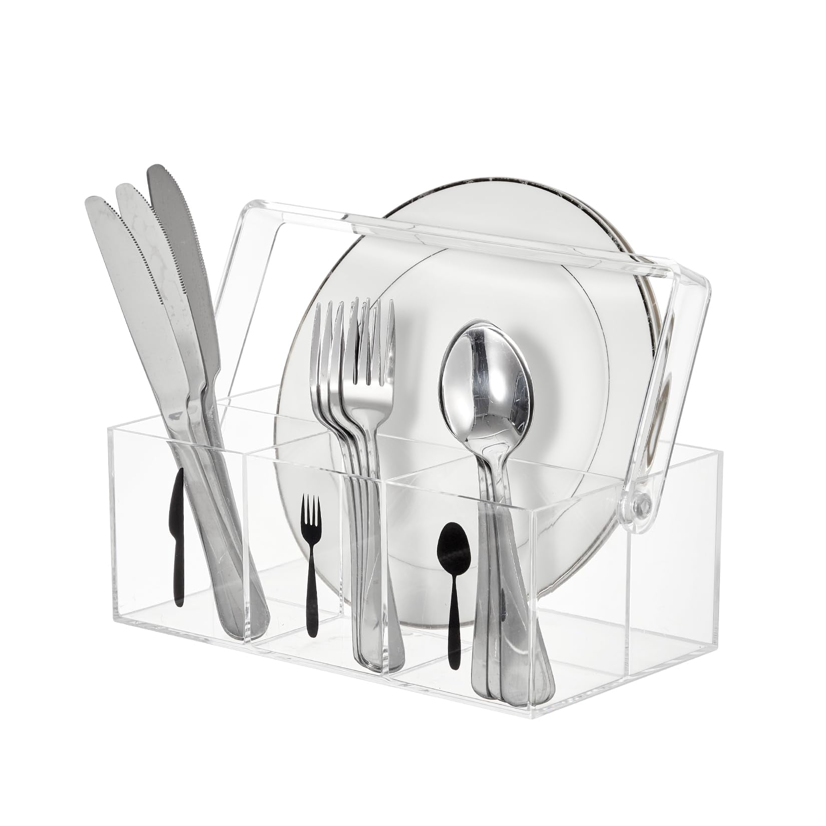 Garvee Acrylicc Utensill Caddyy with Handle, Plastic Silverware ...