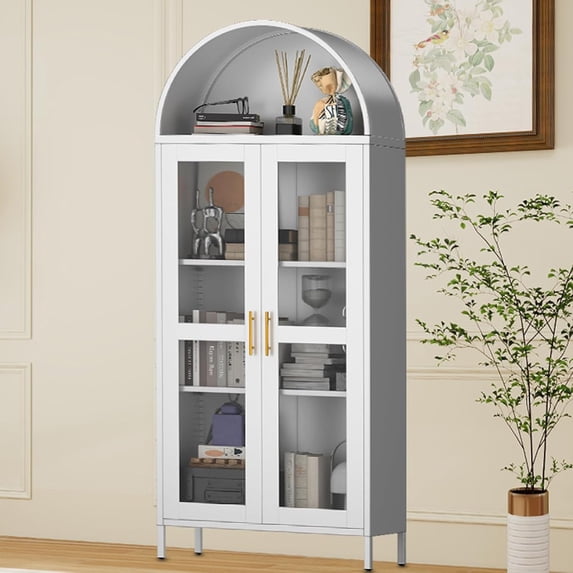 Garvee Arch Cabinet with Glass Door, 72.8" Large Arched Display Cabinet ...