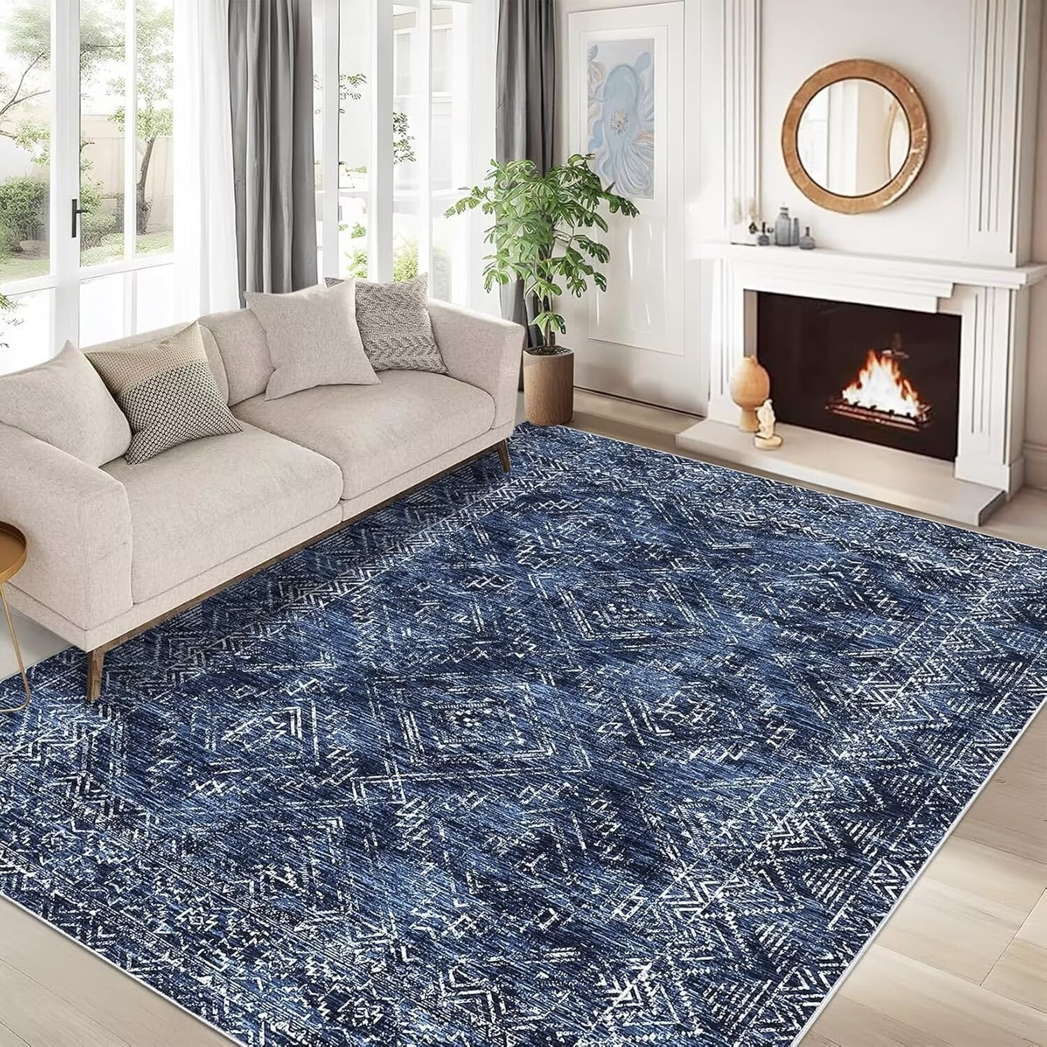 Garvee Area Rug 9'x12' Washable Vintage Geometric Rug Non-Shedding ...