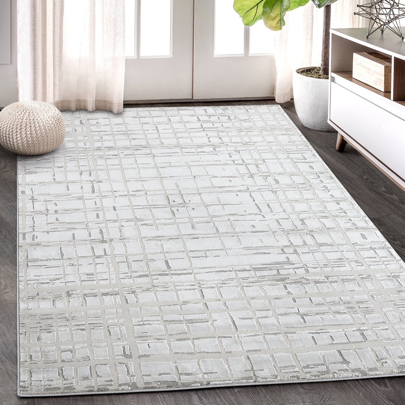 Garvee Area Rug for Bedroom Living Room, Contemporary Abstract Plaid ...
