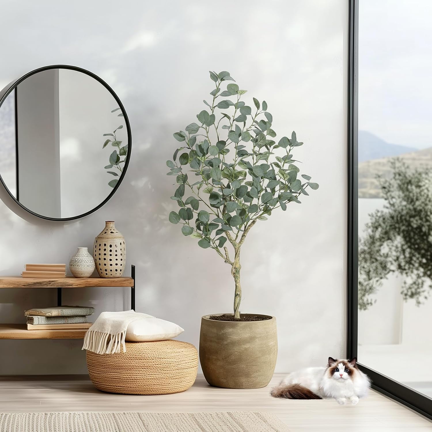 Garvee Artificial Eucalyptus Tree – 4FT Tall Faux Plant with Realistic ...