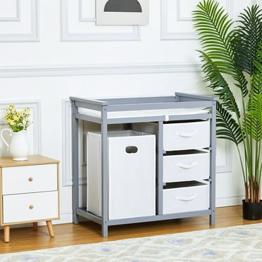 Badger Basket Modern Nursery Changing Station with Hamper, 3 Storage ...