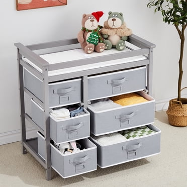 Badger Basket Modern Nursery Changing Station with Hamper, 3 Storage ...