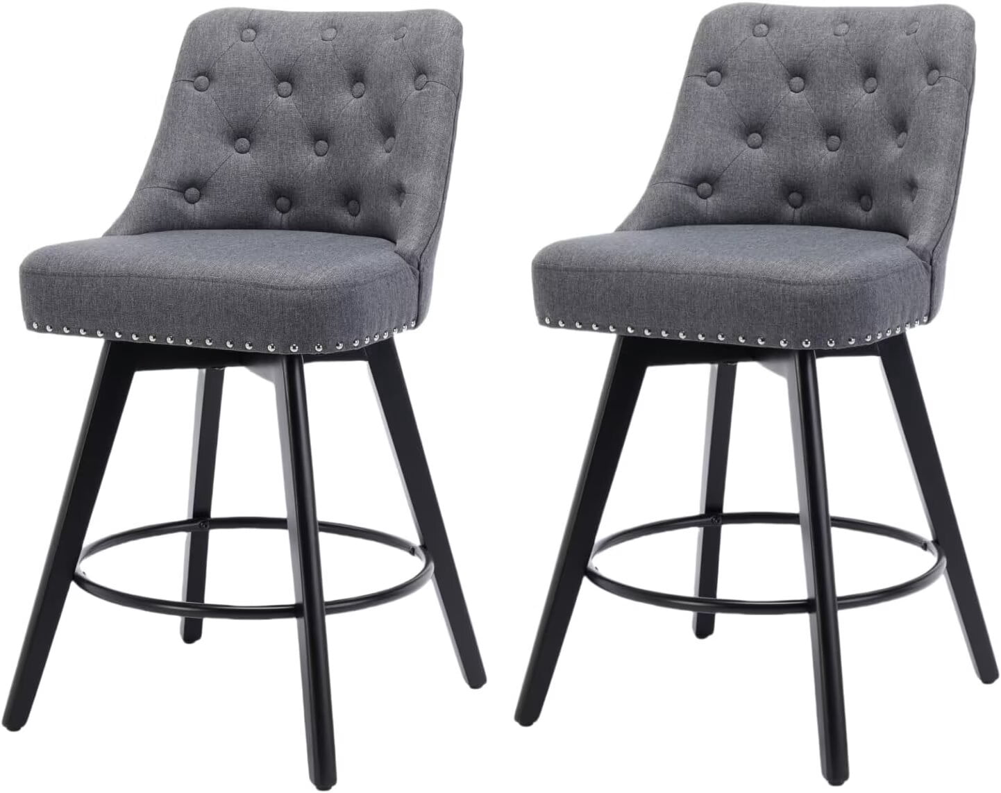 Garvee Bar Stools Set of 2, Swivel Counter Height Bar Stools with Back ...
