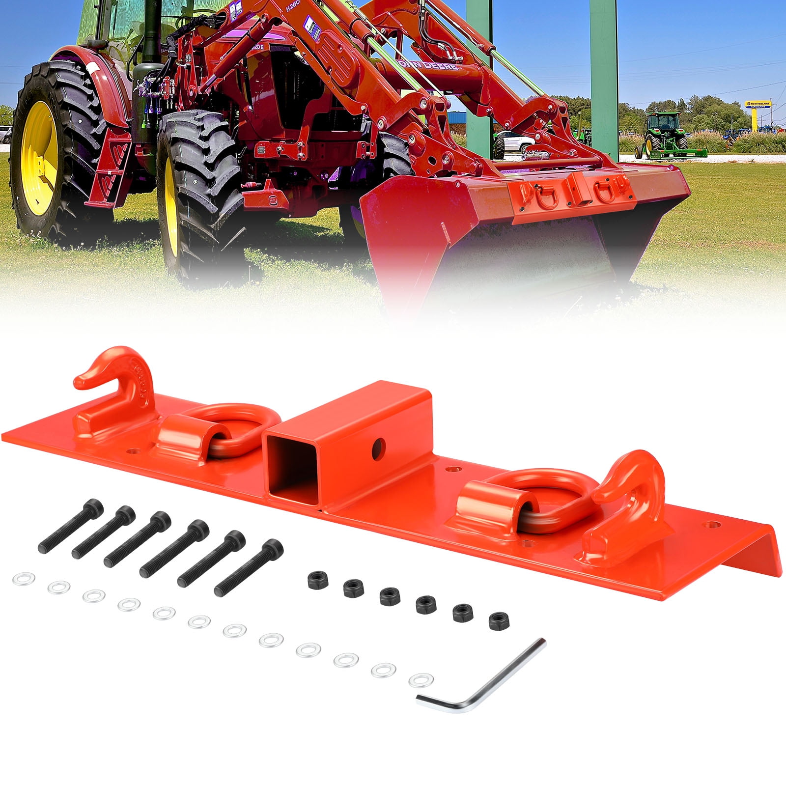 Garvee Bolt-On Tractor Bucket Grab Hooks, 2 in Receiver + 1/2 in D ...
