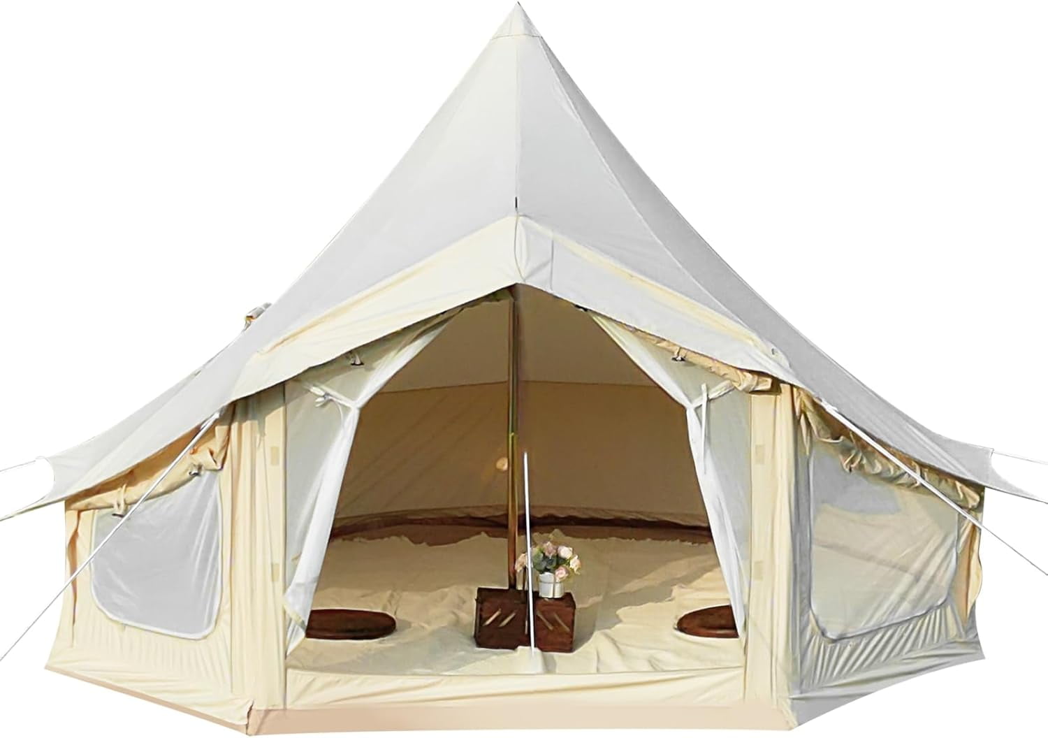 Garvee Canvas Bell Tent, 4 Seasons Portable Yurt Tent with Stove Jack ...