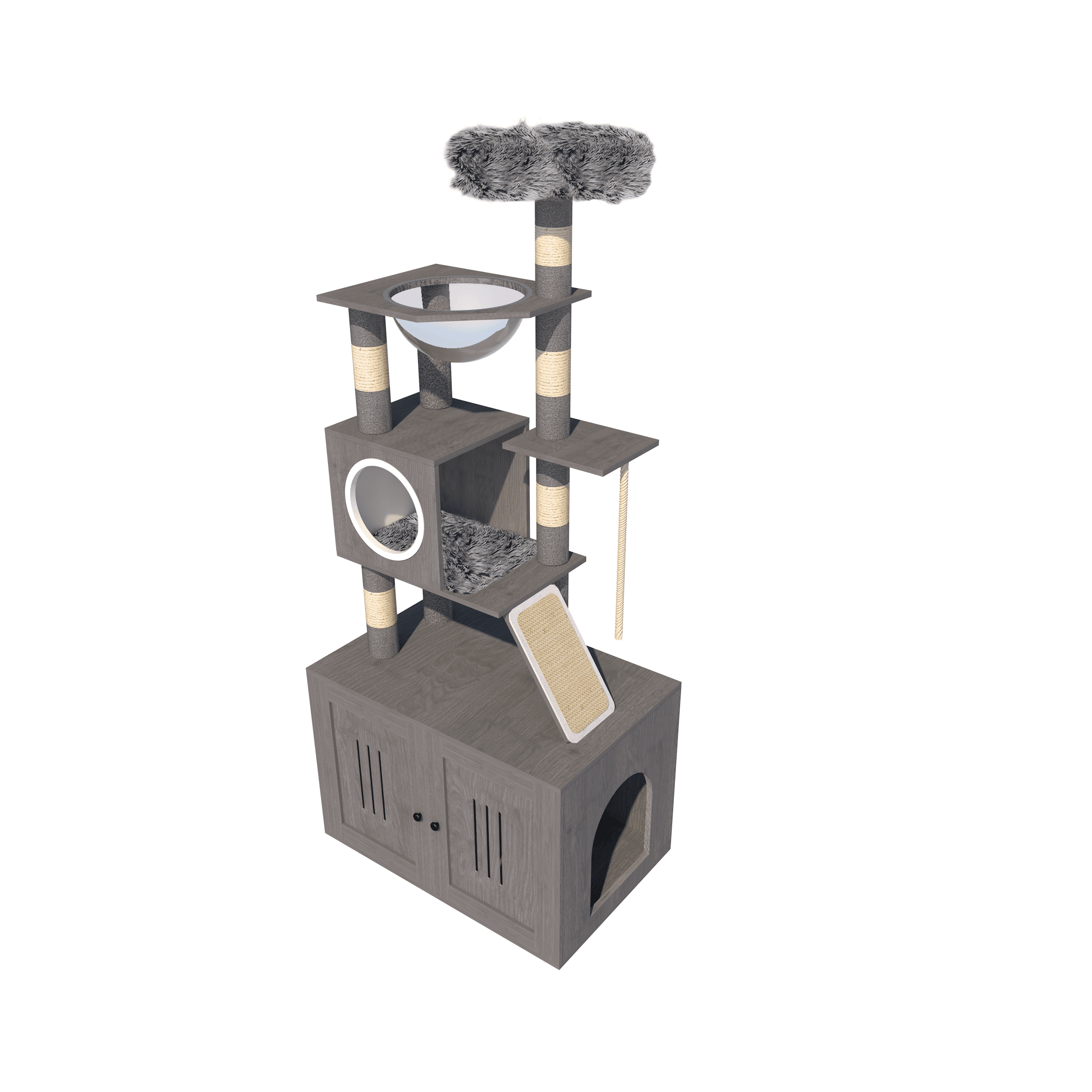 Garvee Cat Litter Box Enclosure with Cat Tree Tower, Hidden Cat ...