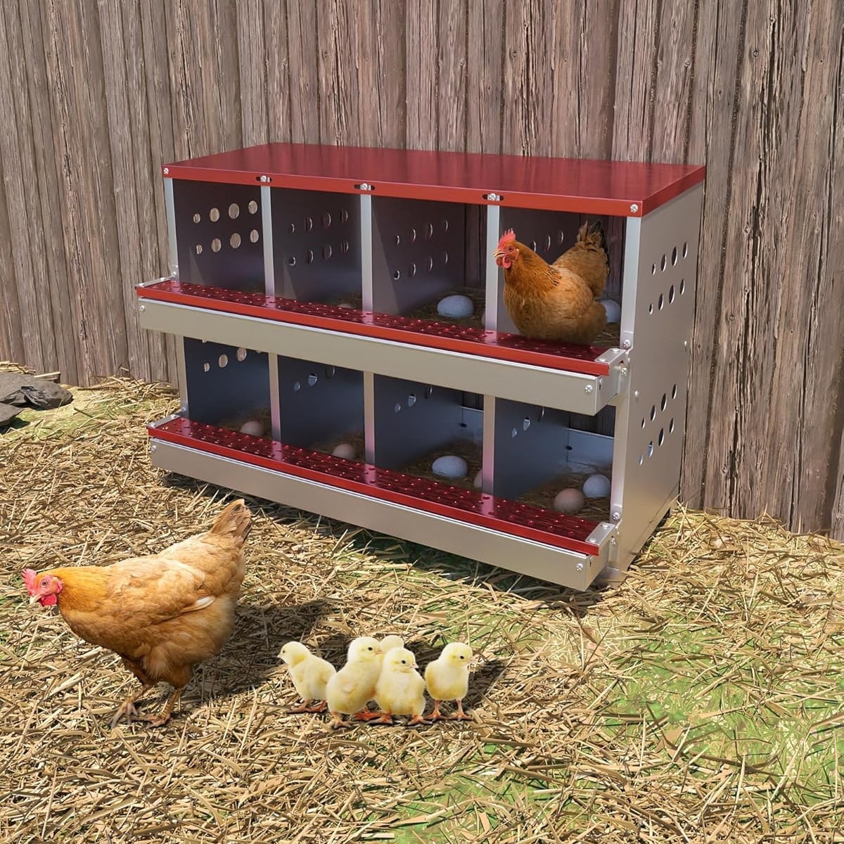 Garvee Chicken Nesting Box, for Laying Eggs, 8 Grids, 36.22 x 16.54 x 24.8 inch, Red - Walmart.com