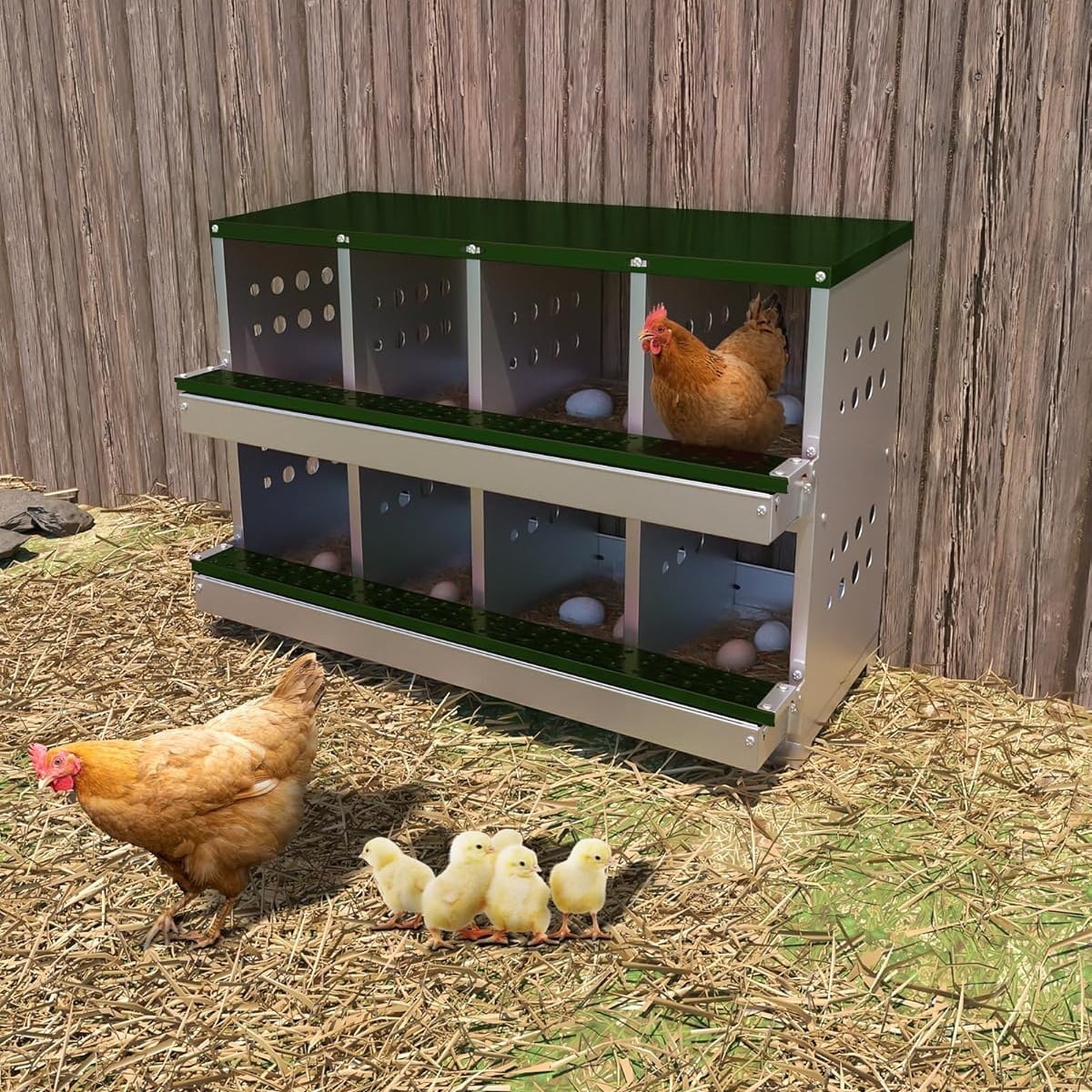Garvee Chicken Nesting Box, for Laying Eggs, 8 Grids,36.22 x 16.54 x 24.8 inch, Green - Walmart.com