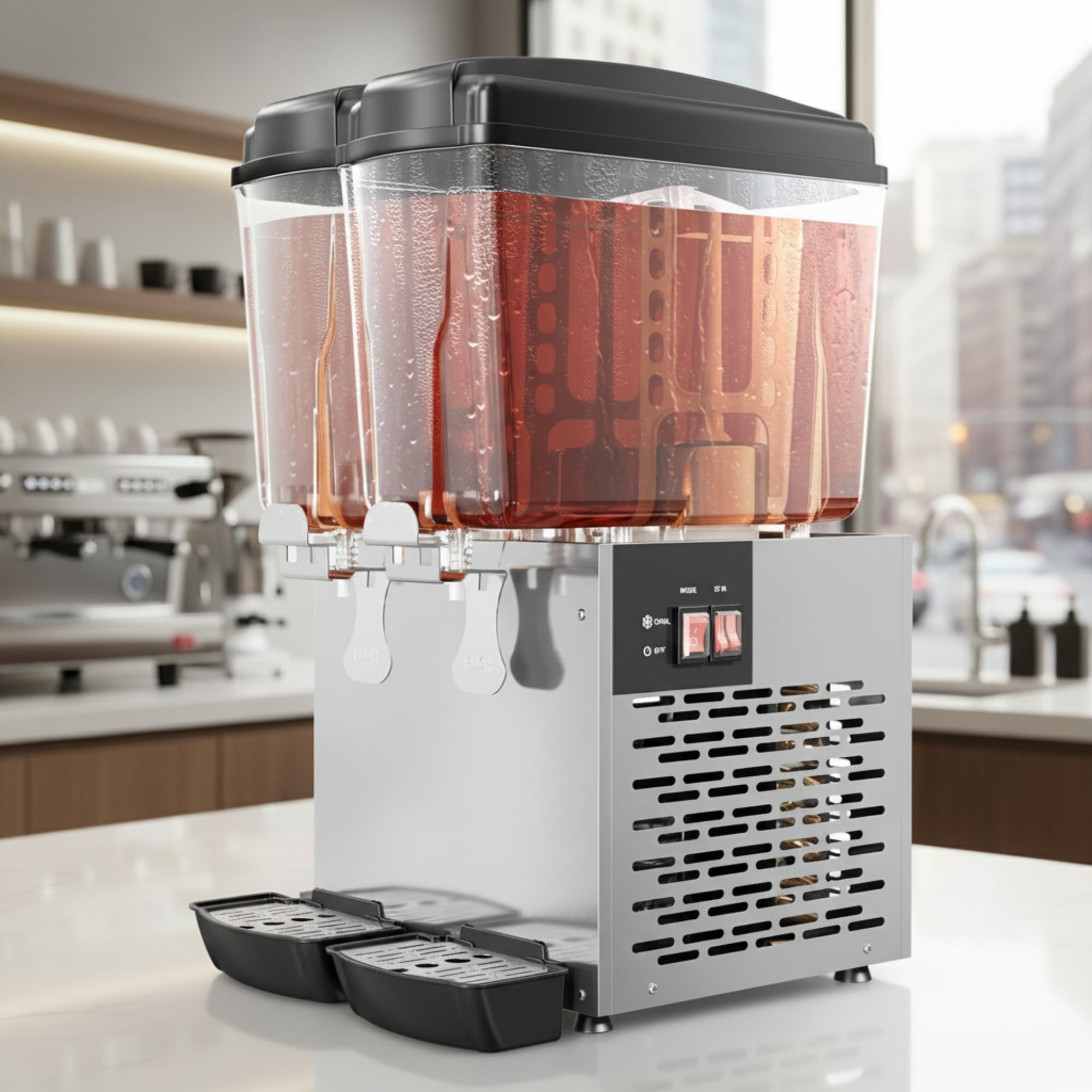 Garvee Commercial Drink Dispenser, 4.75 Gallon x 2 Tank Beverage ...