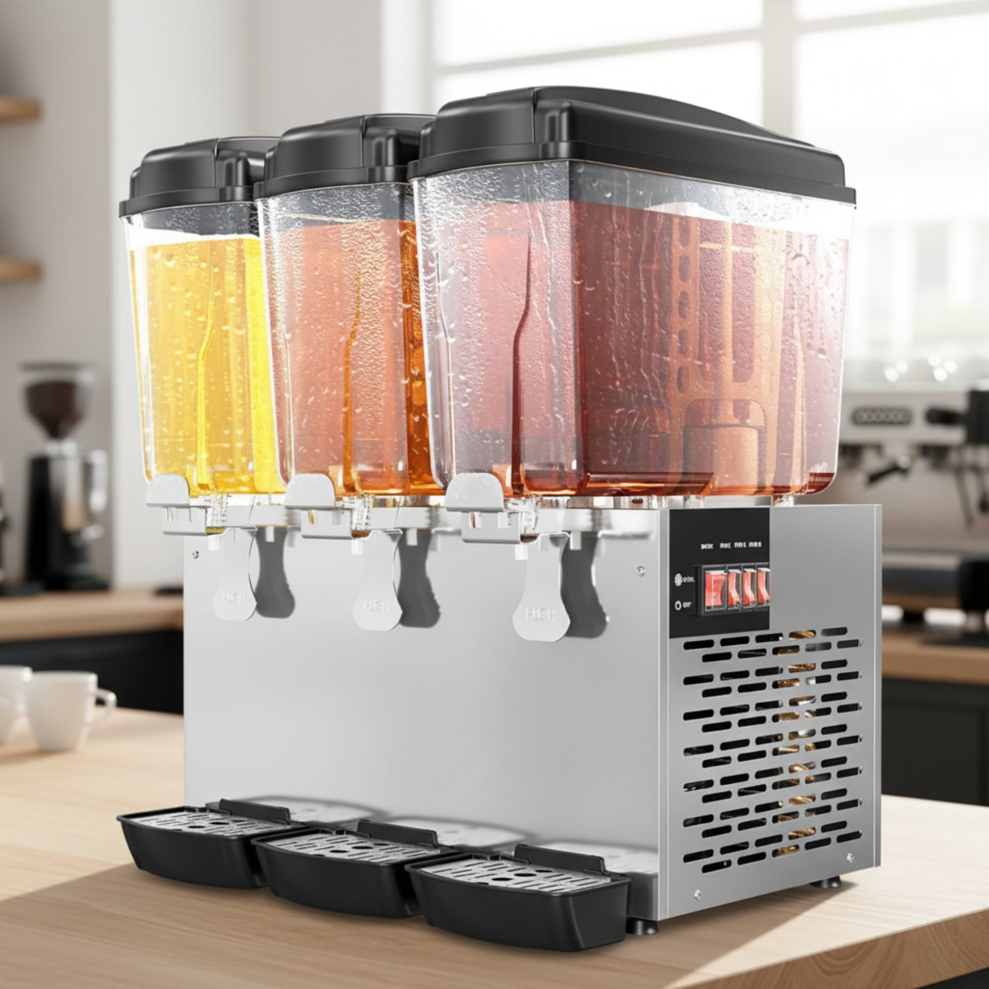 Garvee Commercial Drink Dispenser, 4.75 Gallon x 3 Tank Beverage ...