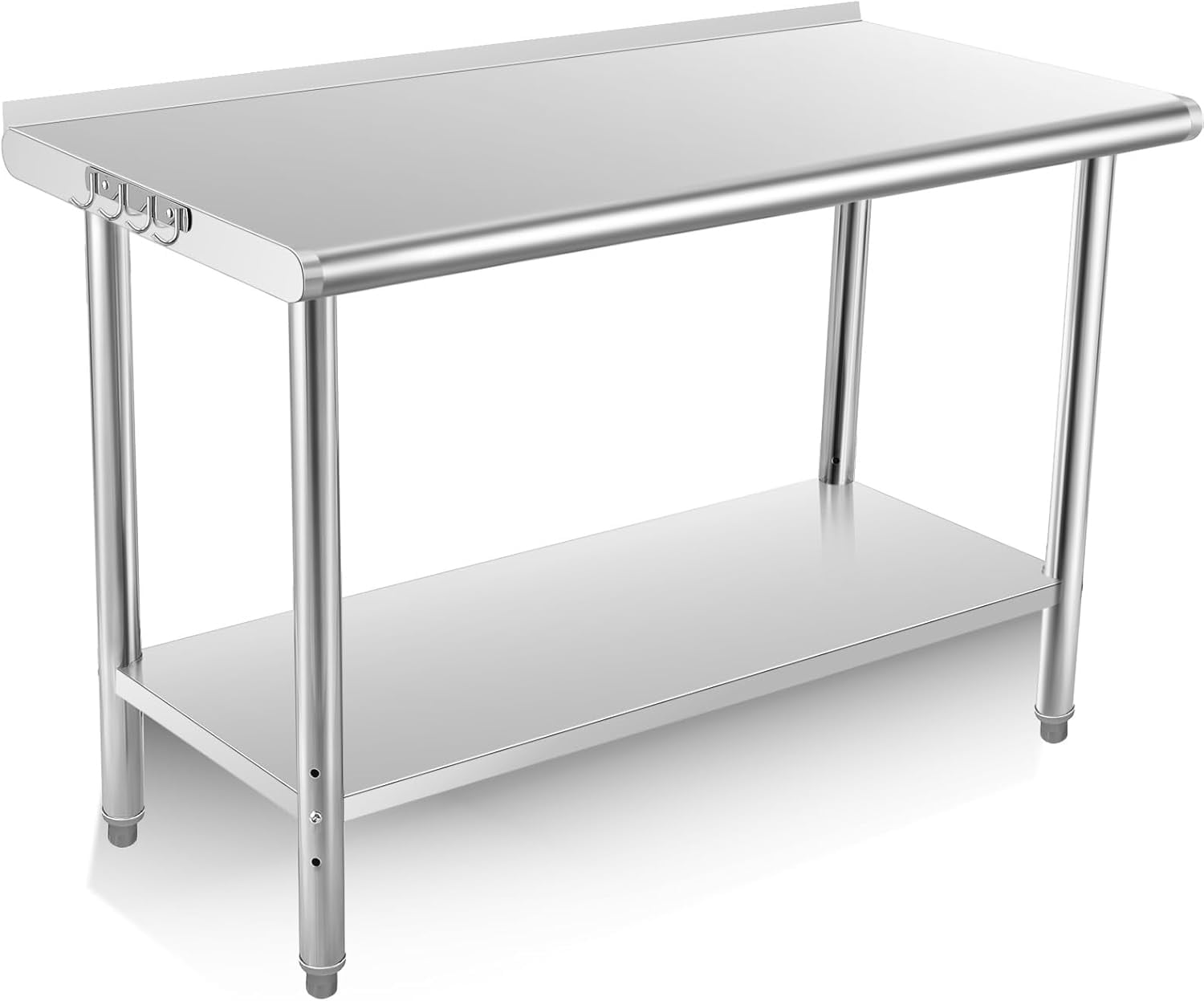 Garvee Commercial Worktable, 48x24x35" Food Prep Table with Backsplash ...