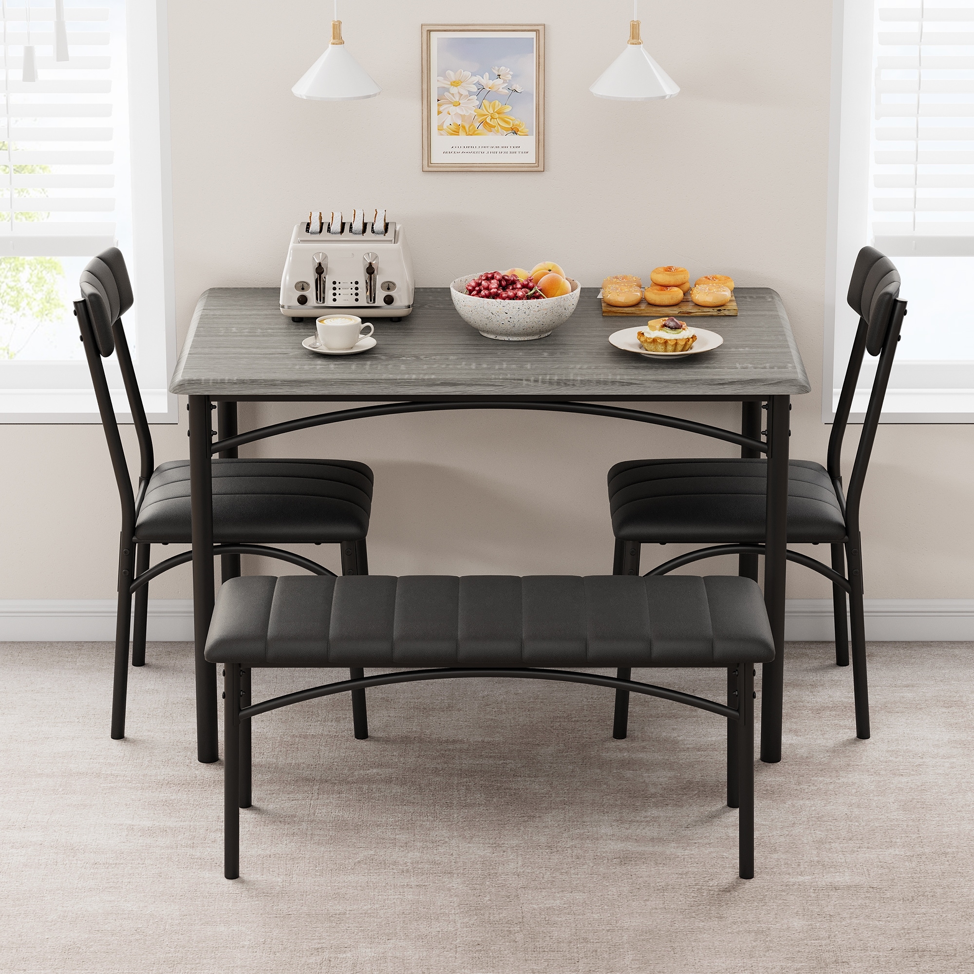 Garvee Dining Table Set for 4, Kitchen Table and Chairs for 4 ...