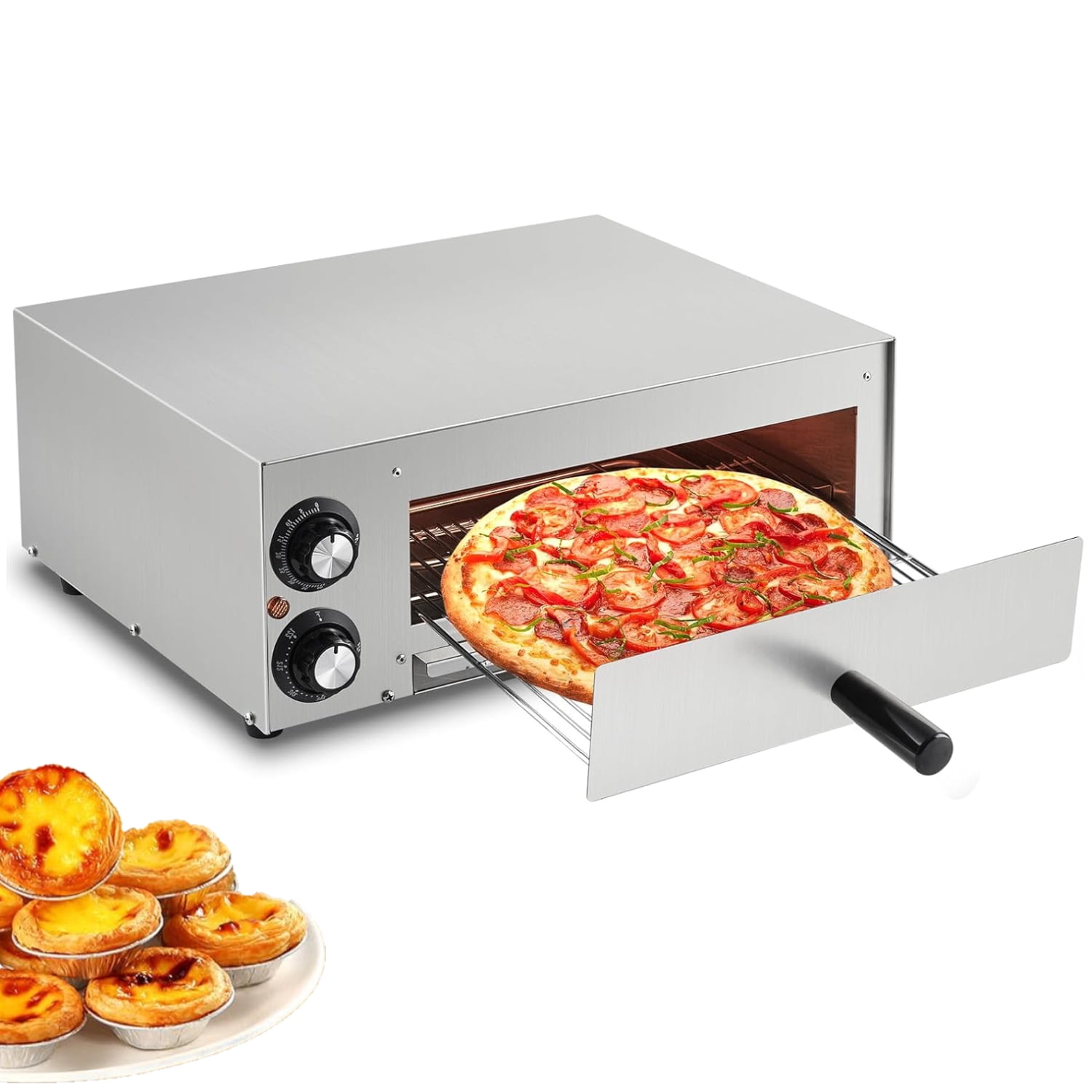 Garvee Electric Pizza Oven, 1100W Stainless Steel Indoor Pizza Oven ...