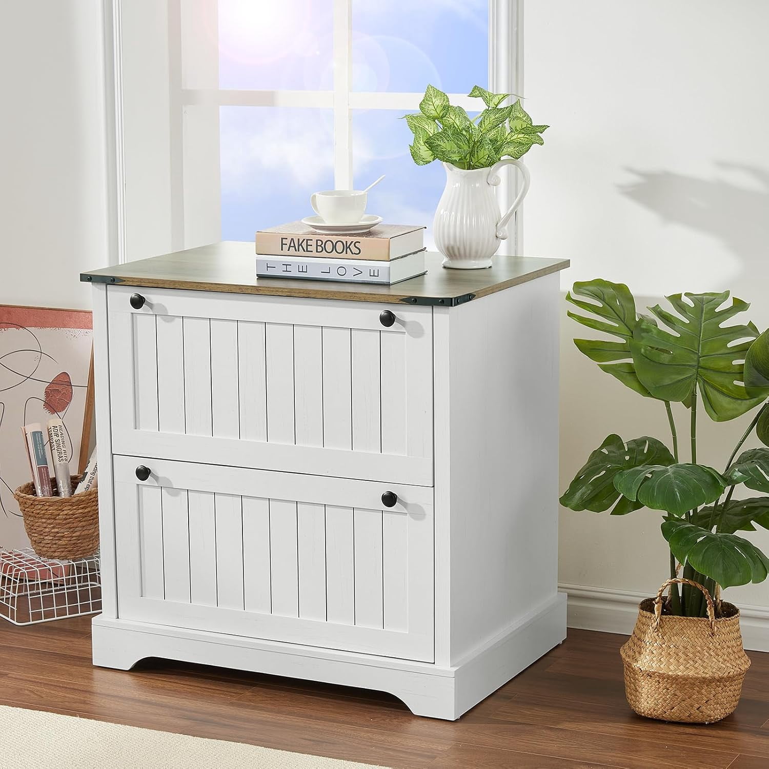 Garvee Farmhouse File Cabinet with 2 Drawers, 30 Inch Wood Filing ...