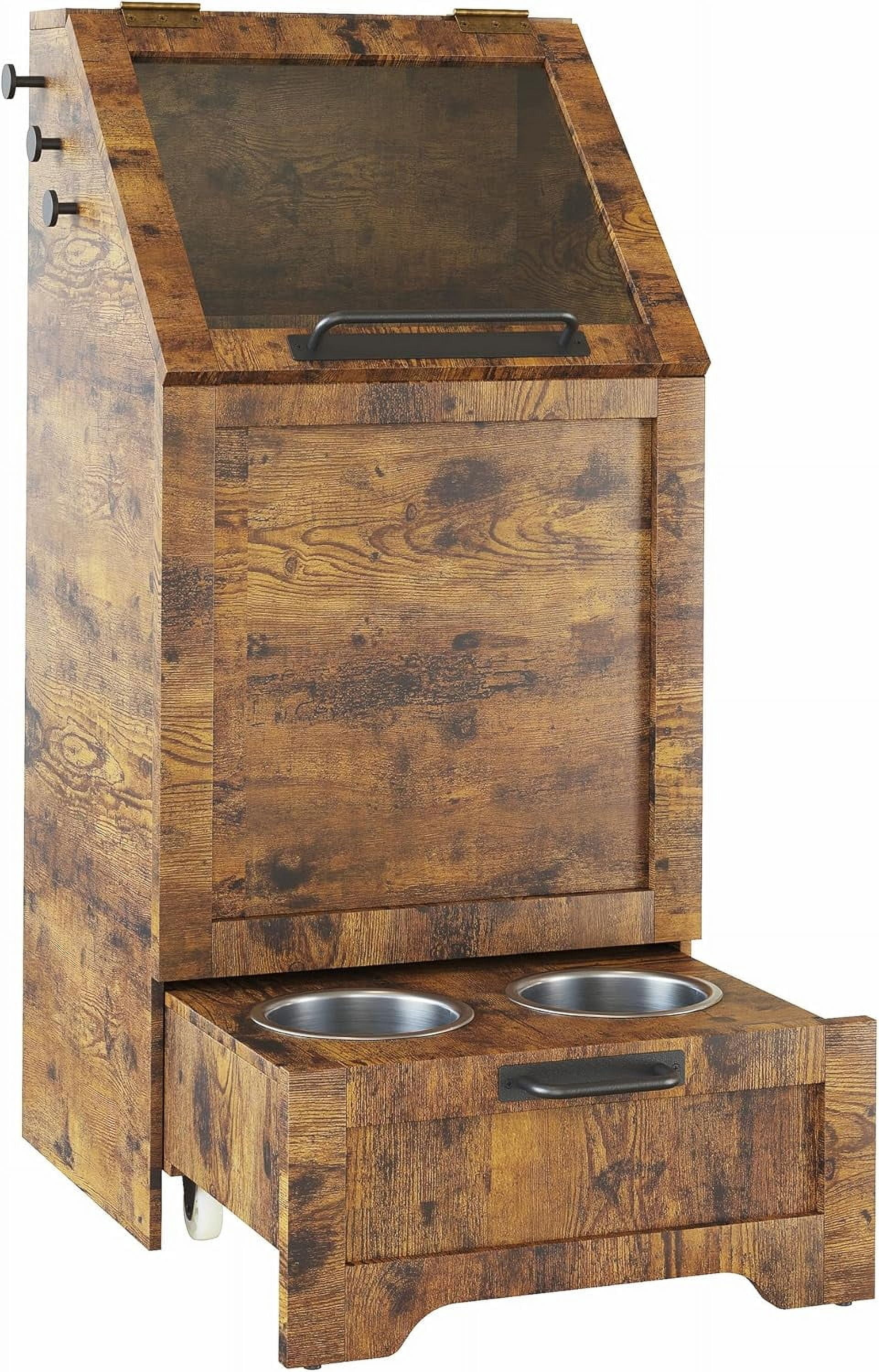 Garvee Flip Top Dog Food Storage Cabinet, Wooden Dog Feeding Station ...