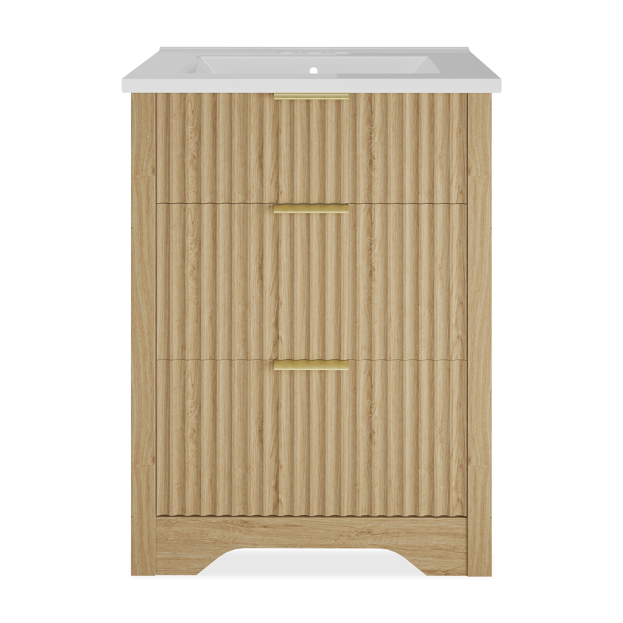 Garvee Fluted Bathroom Vanity with Basin for Home Office - 2 Drawers ...