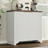 Lunale 47.2" Modern Curved Sideboard Storage Cabinet, Decorative Wooden Console Table Coffee Bar ...