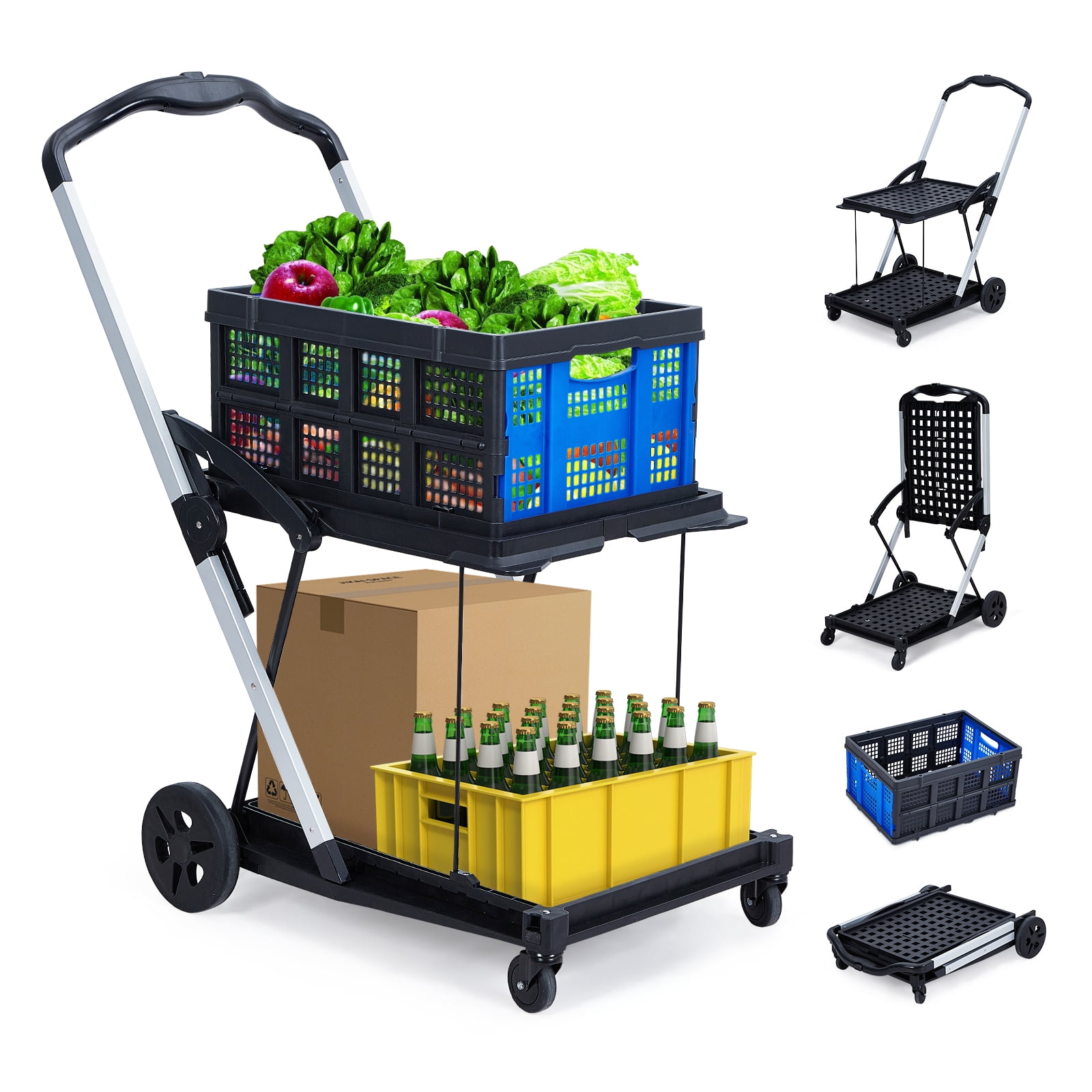 Garvee Folding Shopping Cart with Removable Storage Crate/2 In 1 ...