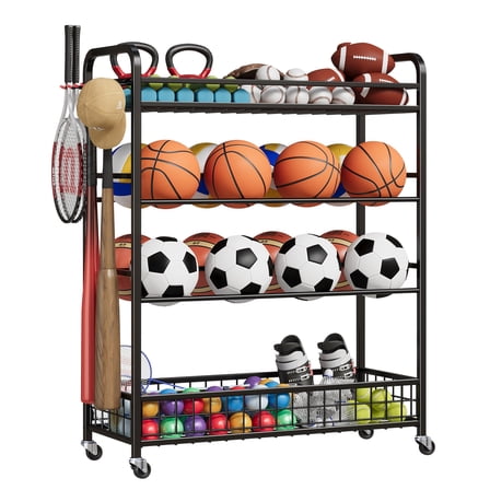 CHAMPRO Monster Rolling Basketball Ball Cart, Holds 18 Basketballs ...