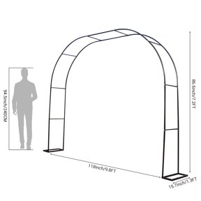 Gymax 6.8 FT Flat Top Garden Arch w/ Trellises & Extended Roof for ...