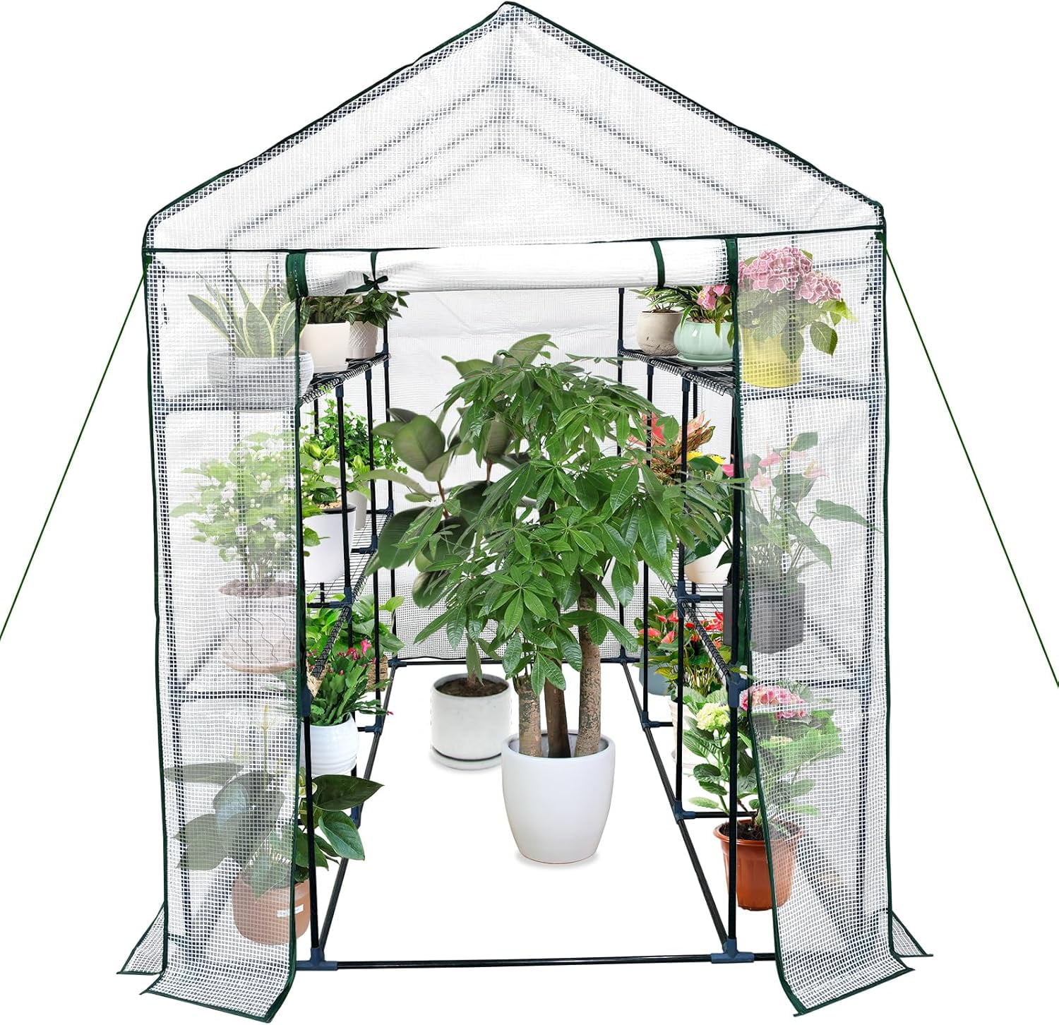 Garvee Greenhouse for Outdoors,Walk in 3-Tier 9 Shelves Green House w ...
