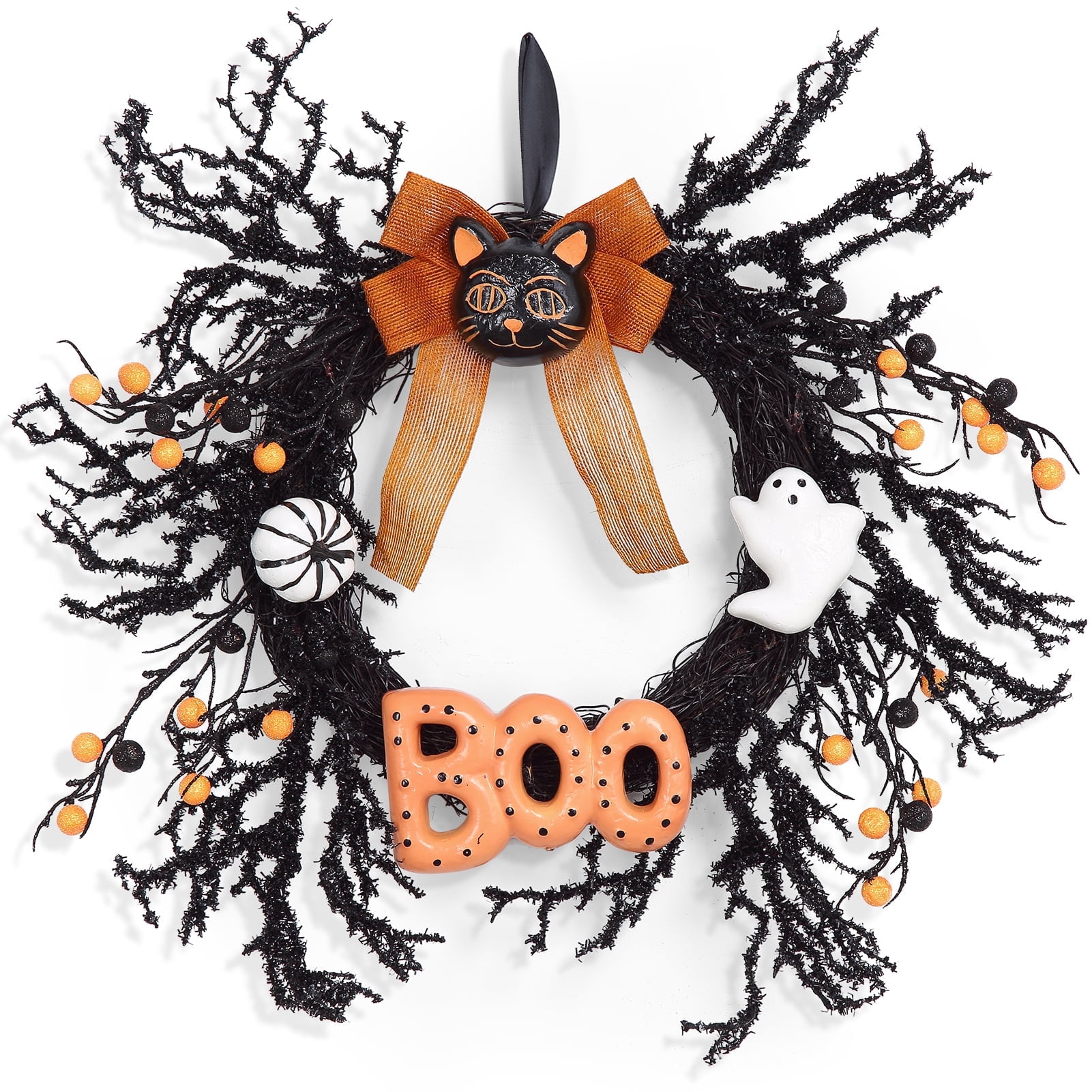 Garvee Halloween Wreaths for Front Door, 18Inch Halloween Wreath with ...