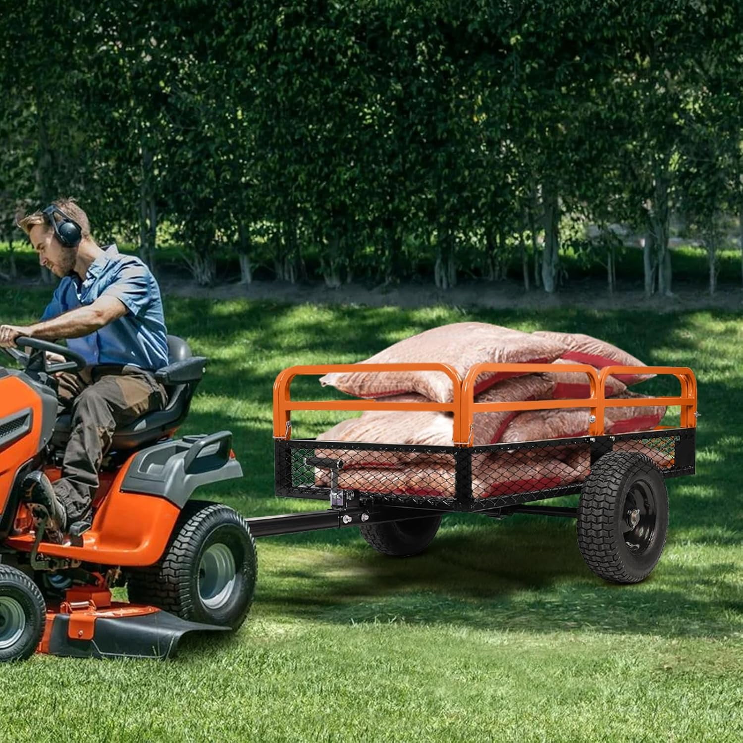 Garvee Heavy-Duty Steel Dump Garden Trailer Multi-Purpose Utility ...