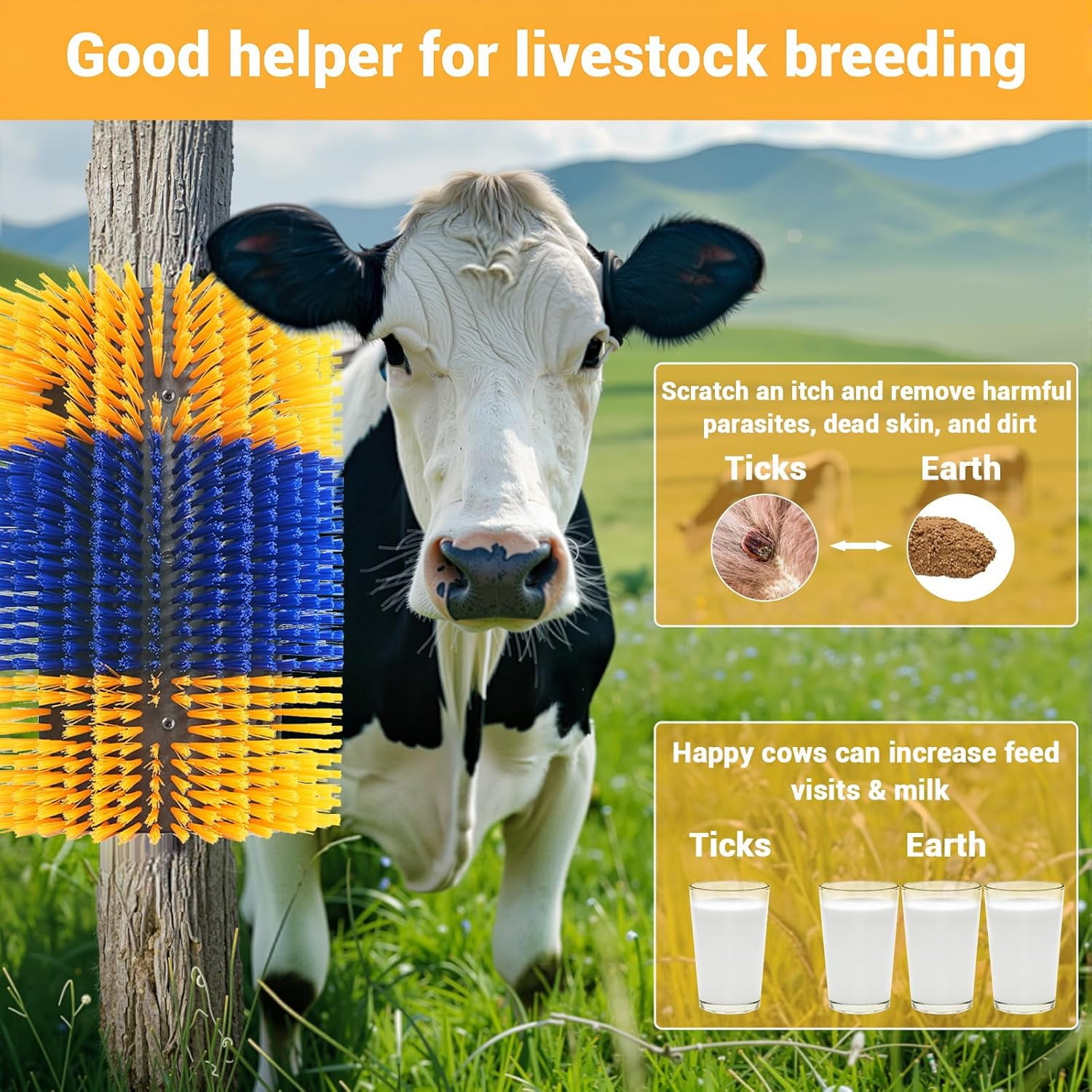 Garvee Horse Scratching Post Animal Back Scratching Brush Goat ...