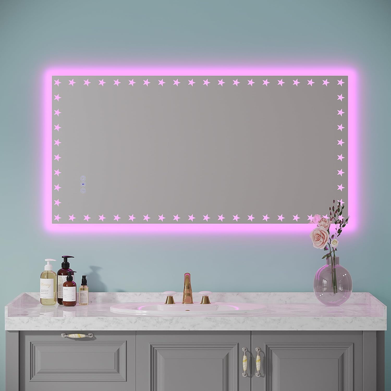 Garvee LED Bathroom Mirror with Lights Backlit Color Changing Lighted ...