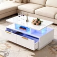 Garvee LED Coffee Table, 35" Modern 2-Tier Center Table with Adjustable ...