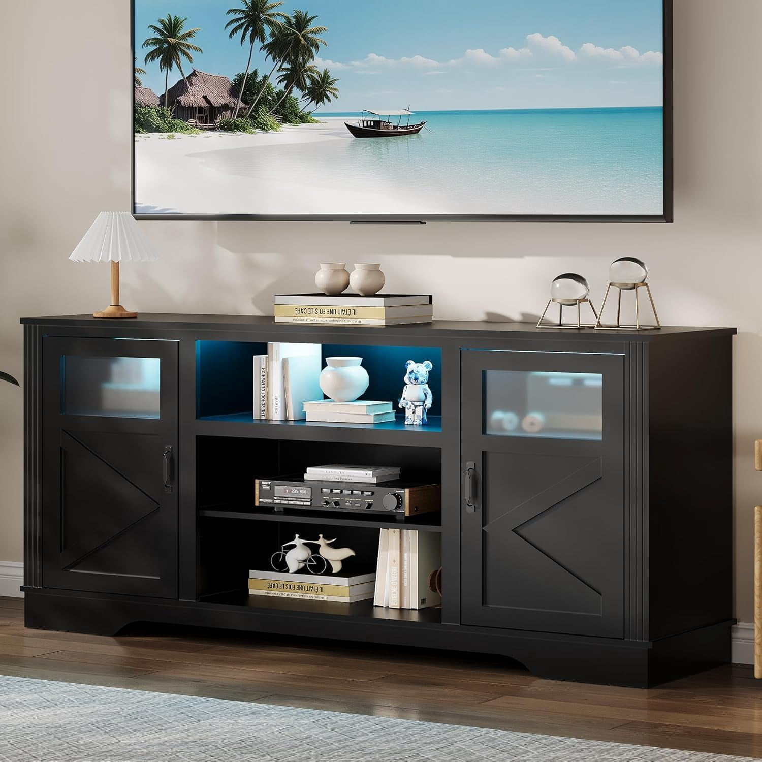 Garvee LED TV Stand for 65"/60"/55" TVs, Entertainment Center with ...