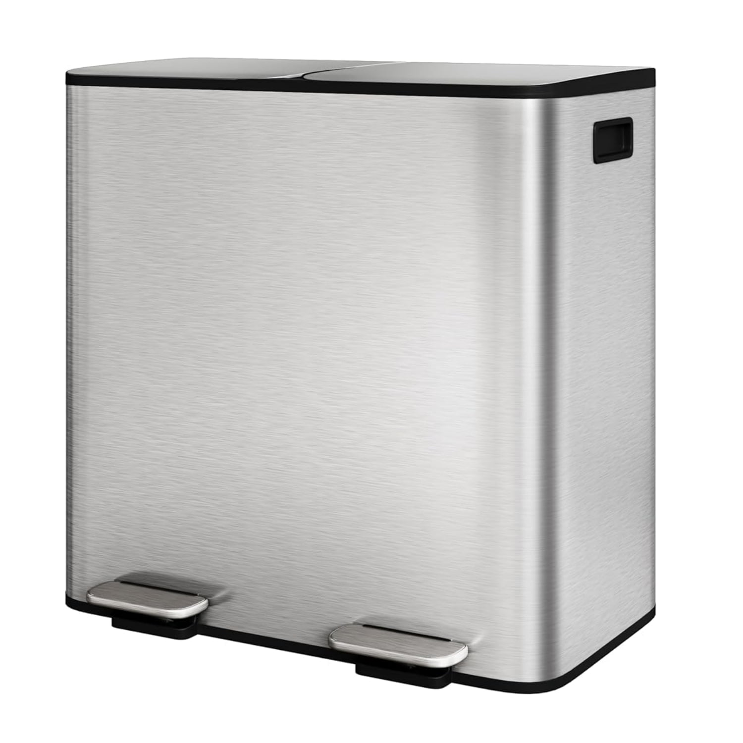 Garvee Large Stainless Steel Double Trash Can with Lid, Step-on, 2 x 40 ...