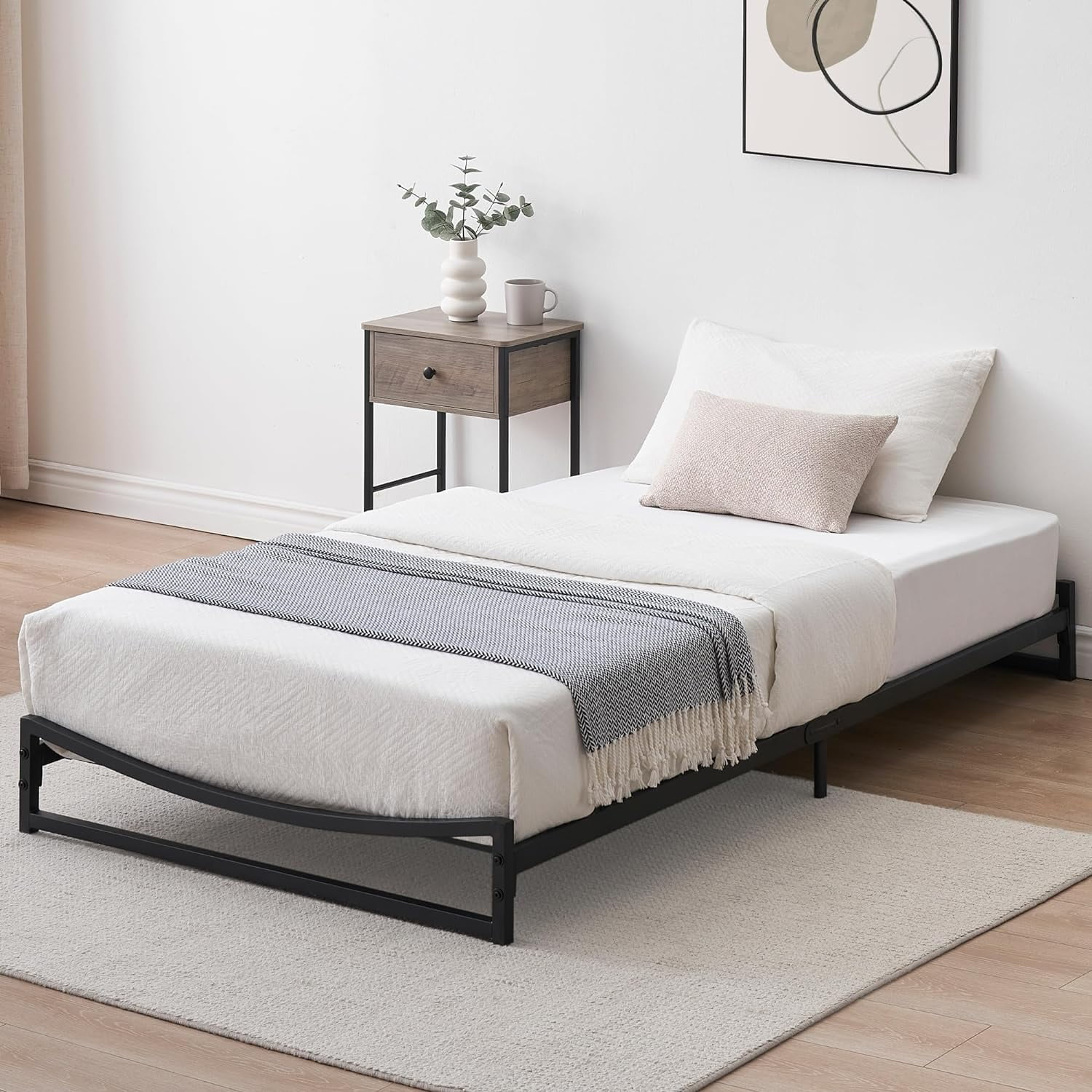 Garvee Low Profile Twin Bed Frame, 6-Inch Metal Platform Bed Frame with ...