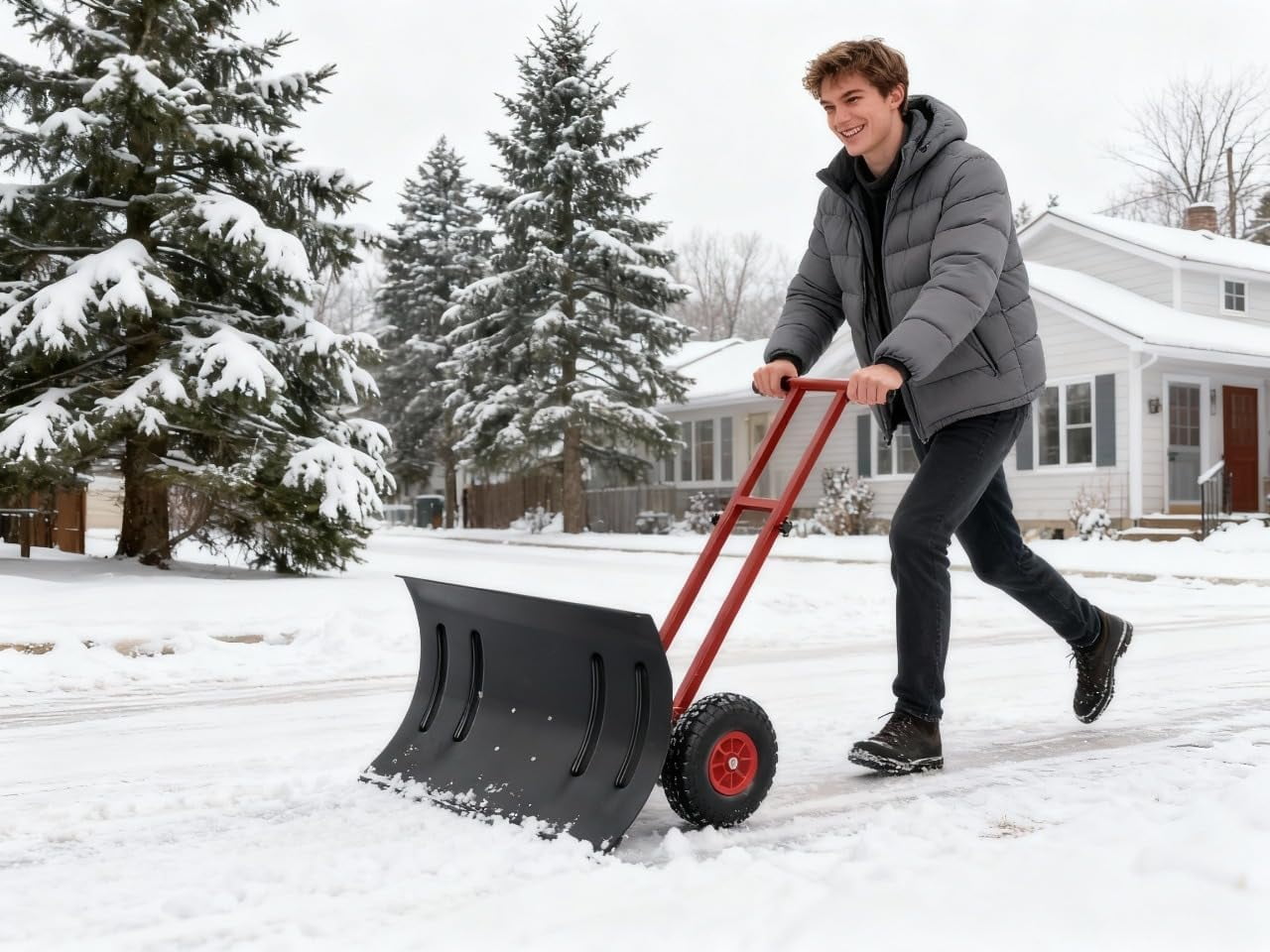 Garvee Metal Snow Shovel Pusher for Driveway, 29" Snow Removal with ...