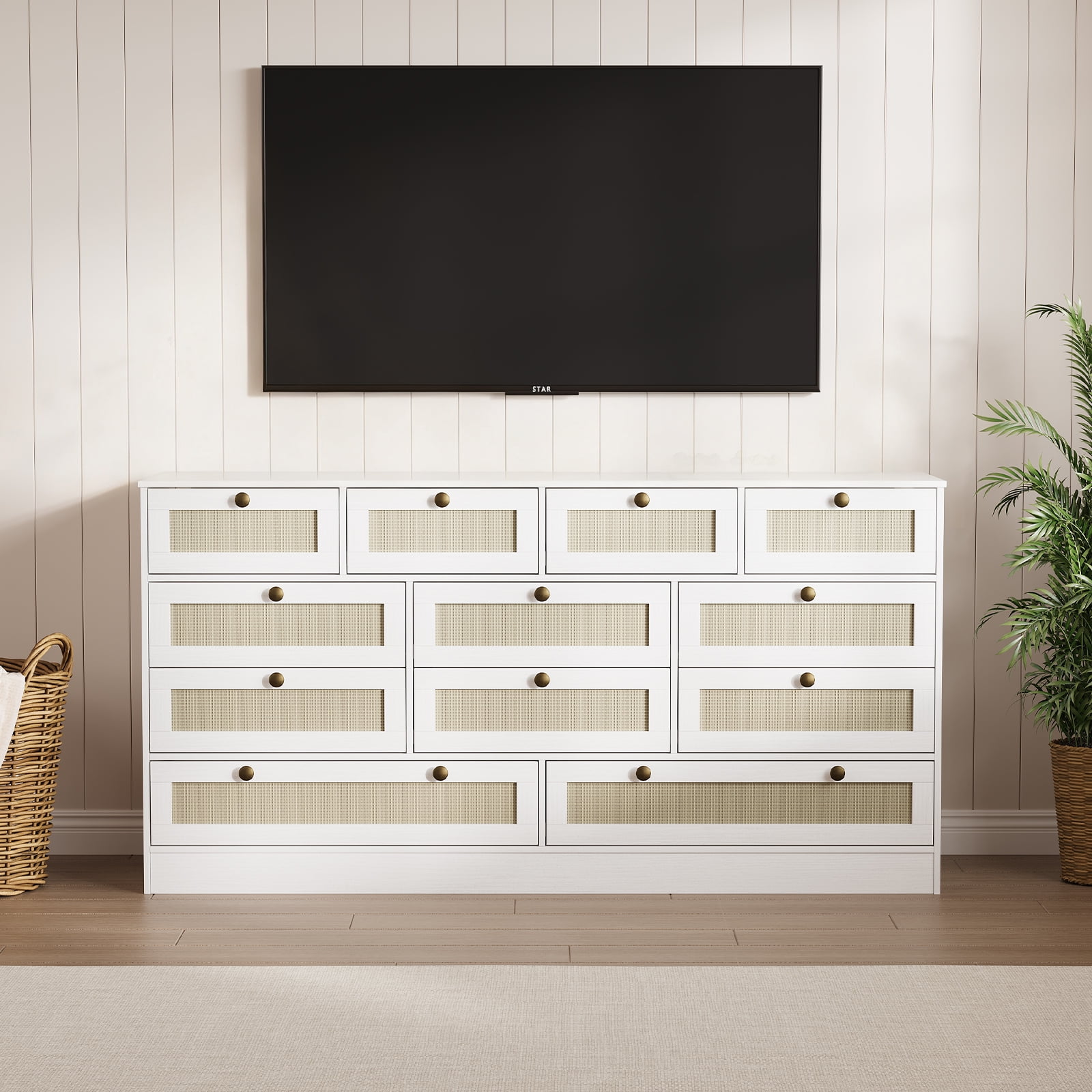 Garvee Modern 12 Drawer Sturdy Wood Dresser for Bedroom - 61" Wide ...
