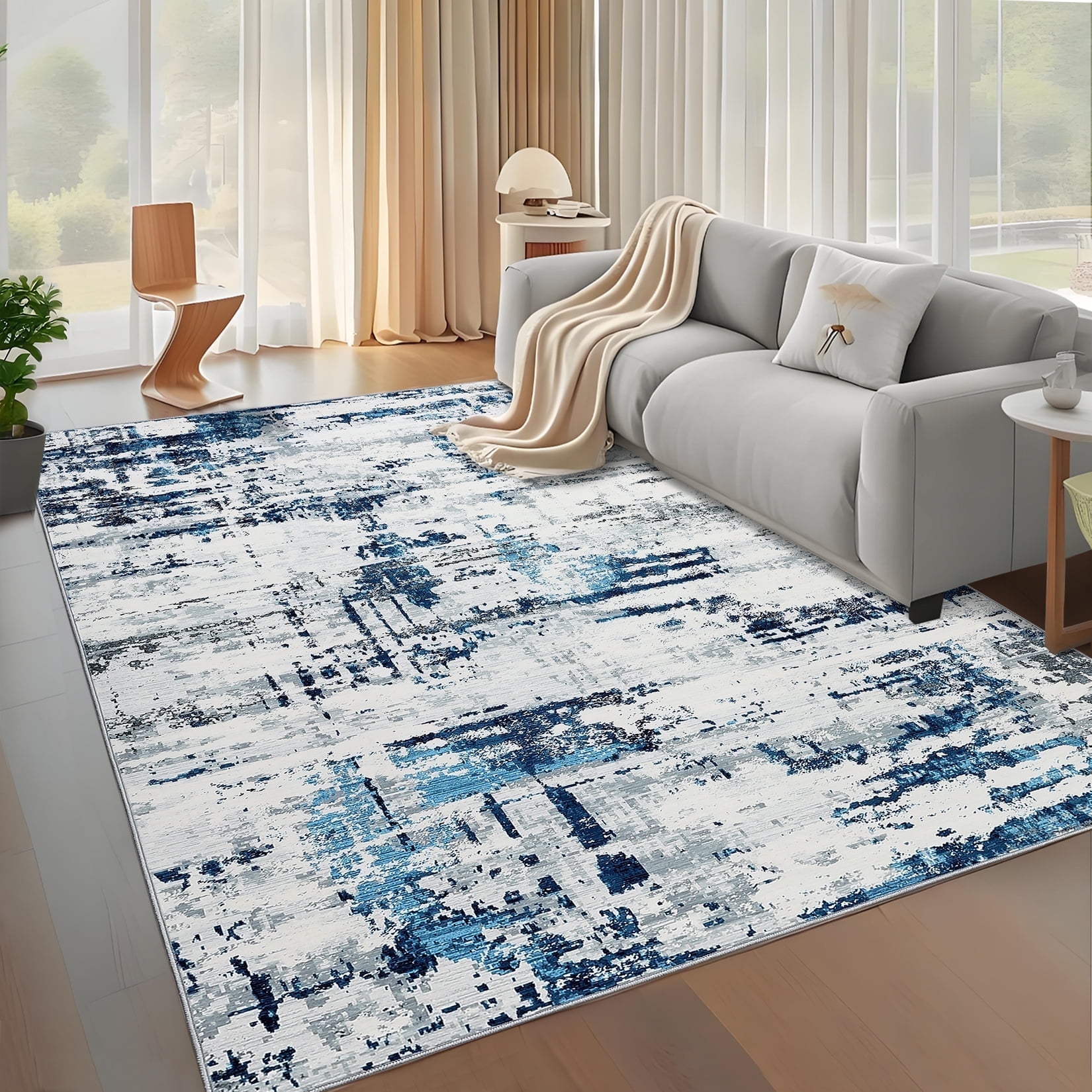 Garvee 5'x7' Modern Abstract Area Rugs, Machine Washable Rug Print ...
