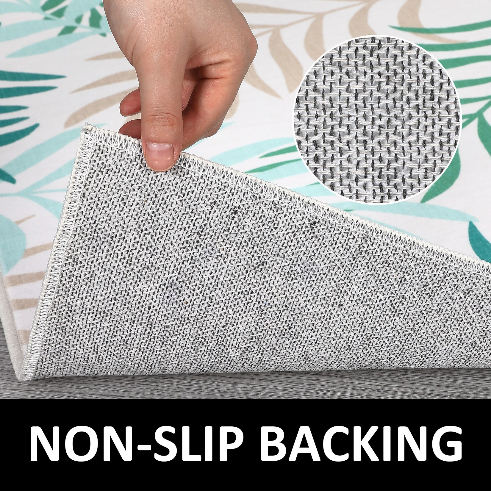 Garvee Modern Leaf Area Rug Soft Botanical Print Rug Washable Throw ...