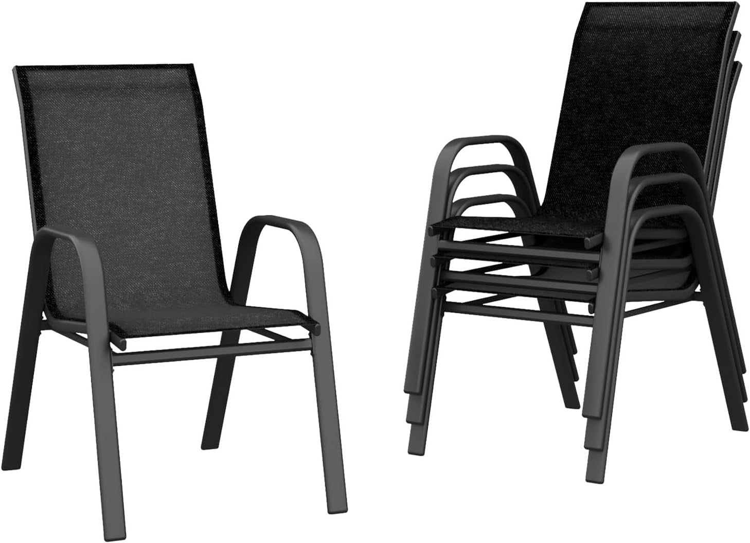 Garvee OUTLANE Metal Patio Chairs Set of 4 – Stackable Outdoor Dining ...