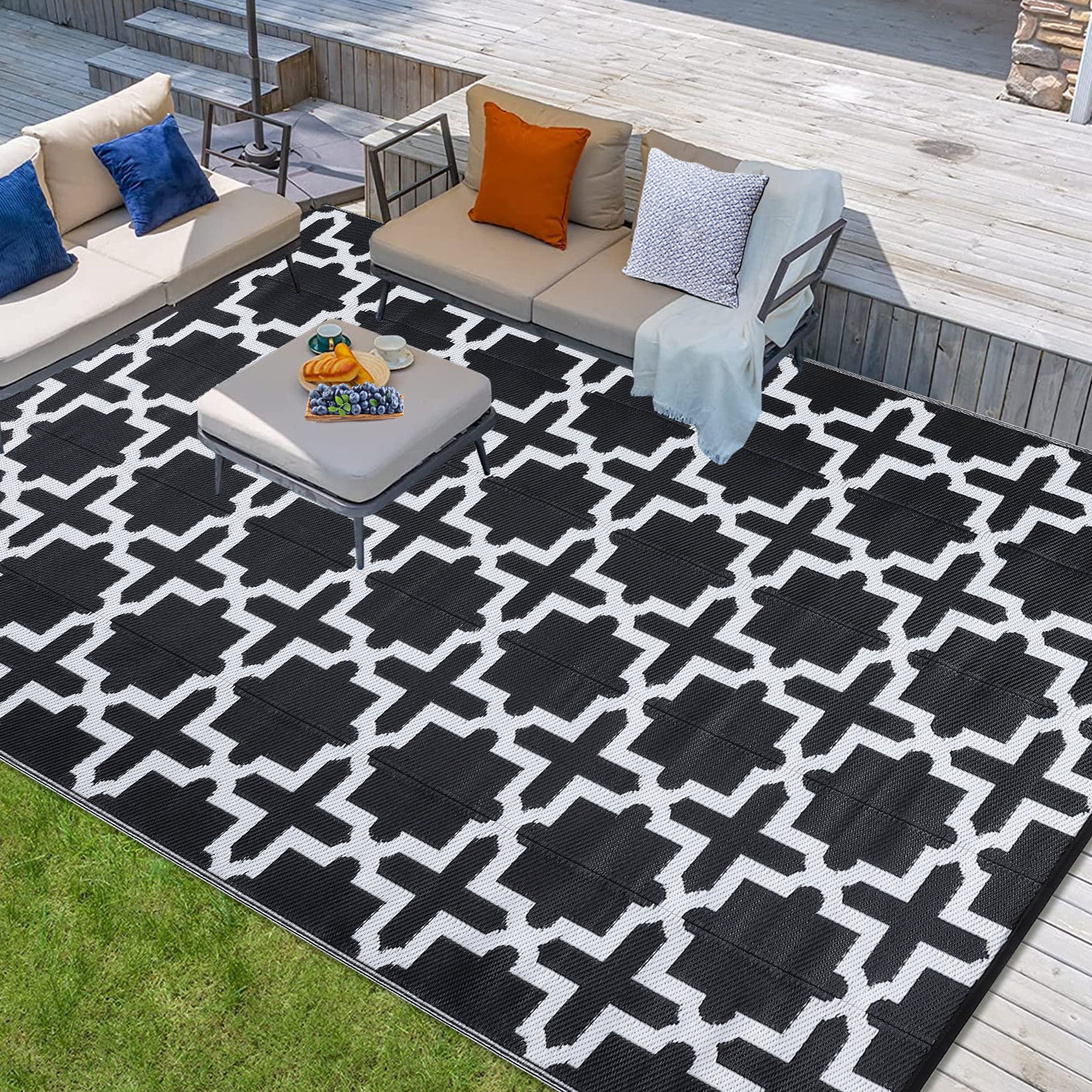 Garvee Outdoor Rug Carpet 5'x8' Waterproof Straw Rug, Plastic Indoor ...