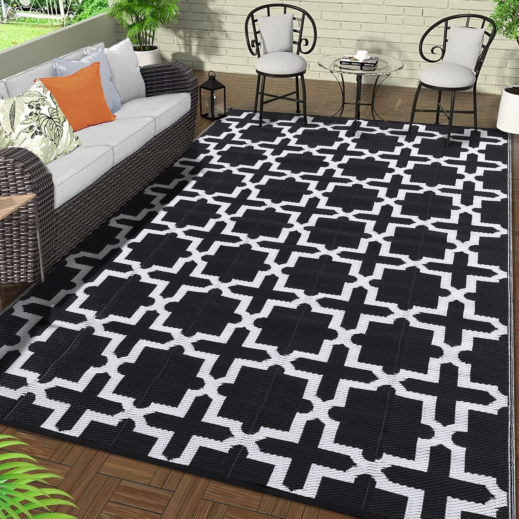 Garvee Outdoor Rug Carpet 6'x9' Waterproof Straw Rug, Plastic Indoor ...